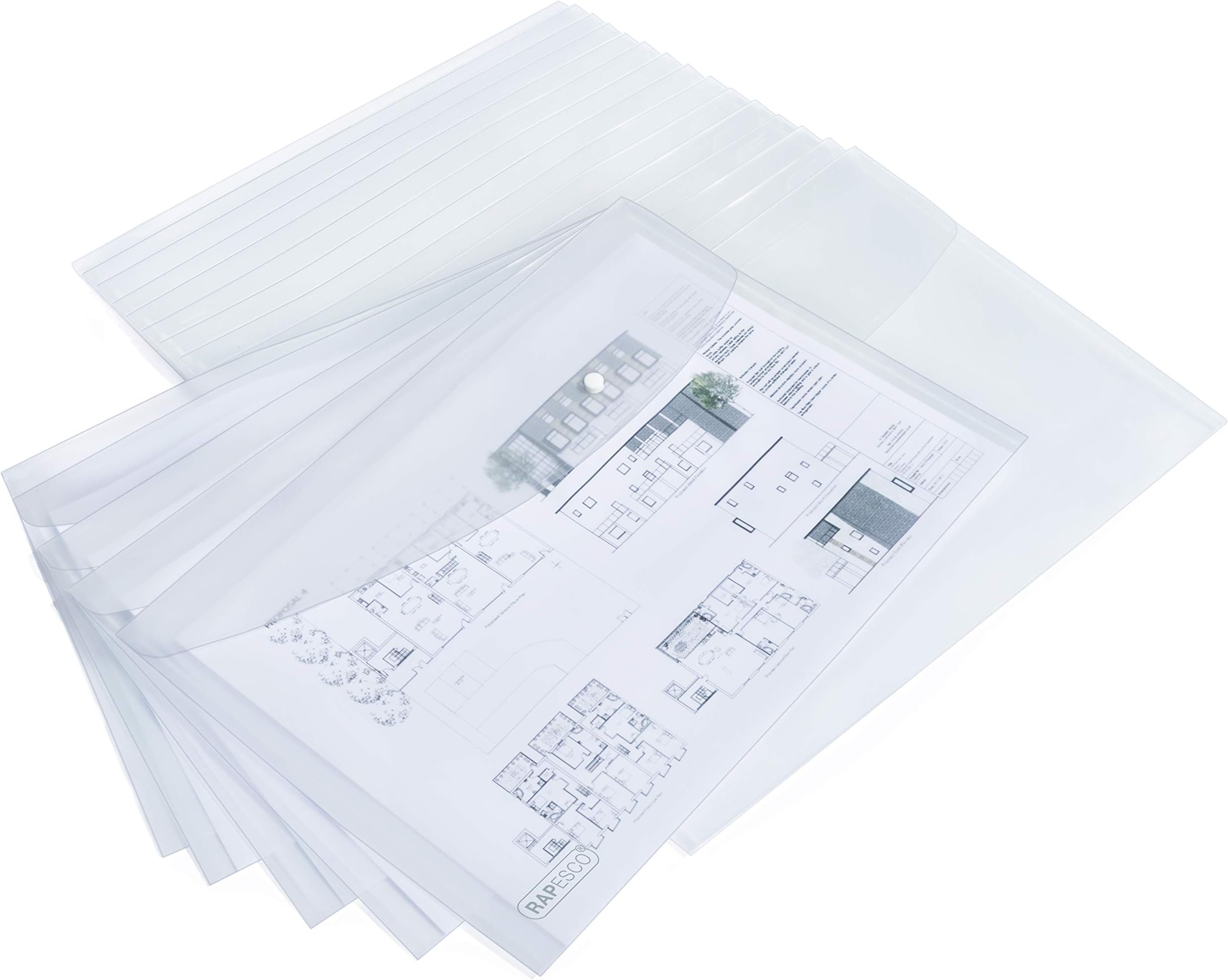 Tiger A3 Clear Stud Wallet Folder Plastic Document Holder File Popper ...