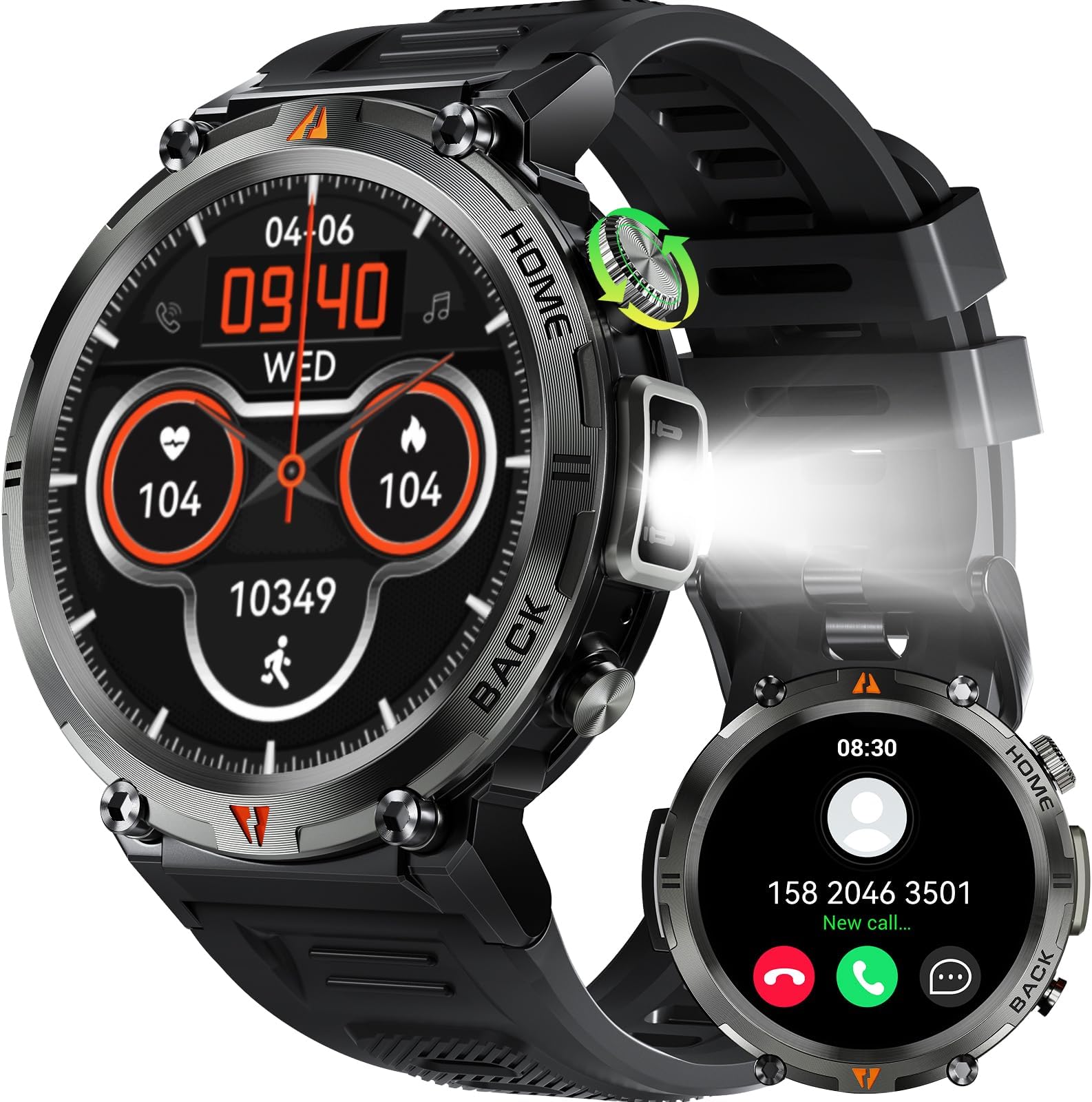 Amazon.com: Military Smart Watches for Men with LED Flashlight, Outdoor ...