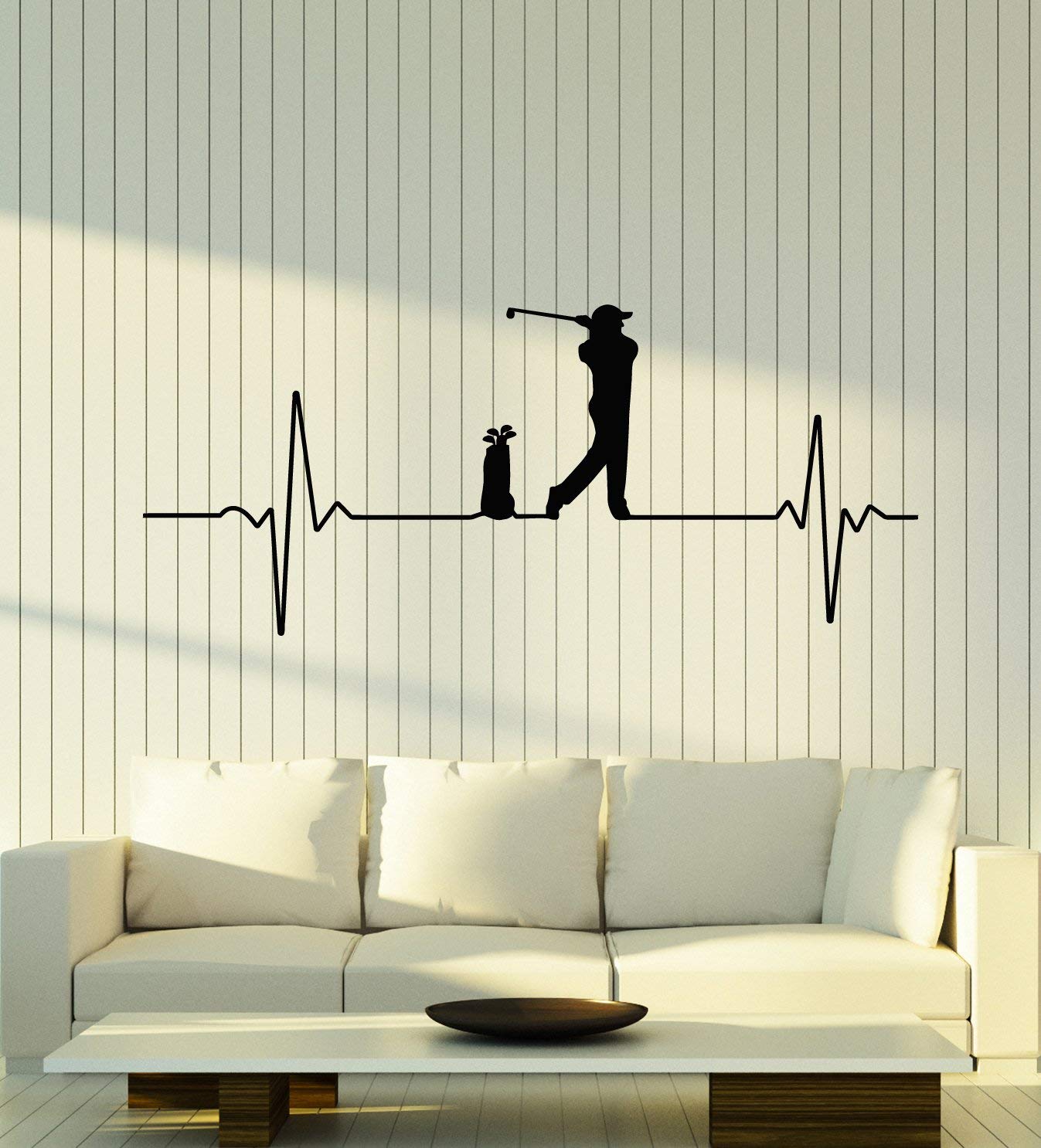 Amazon.com: Vinyl Wall Decal Golf Player Golfer Sport Club Heartbeat ...