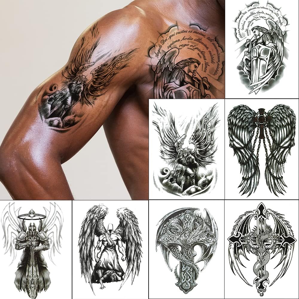 Amazon.com : 3 Pieces Cool Angel Demon Wings Body Tattoo Stickers Fake ...