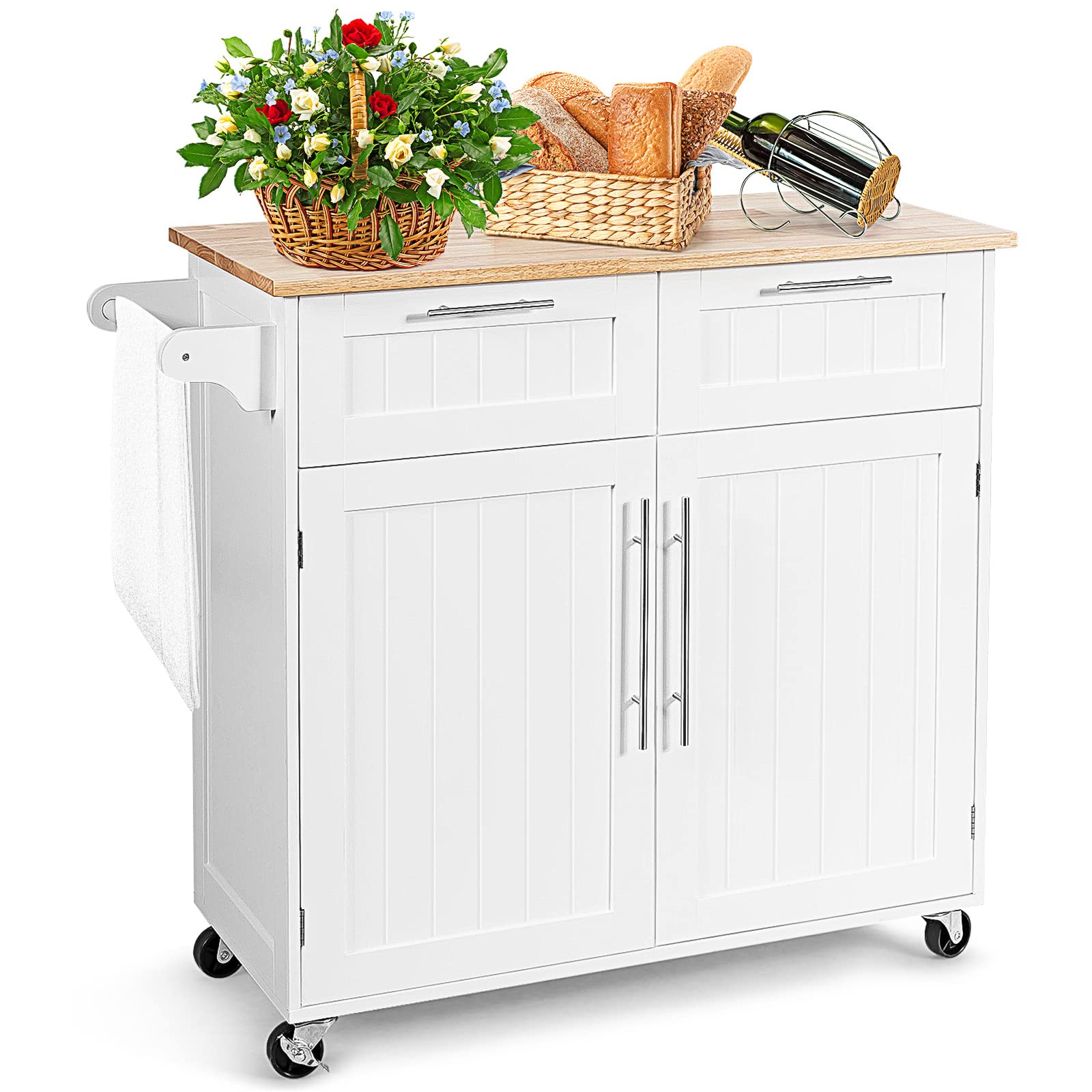 Amazon.com: Harmony-Furniture Kitchen Island on Wheels with Storage ...