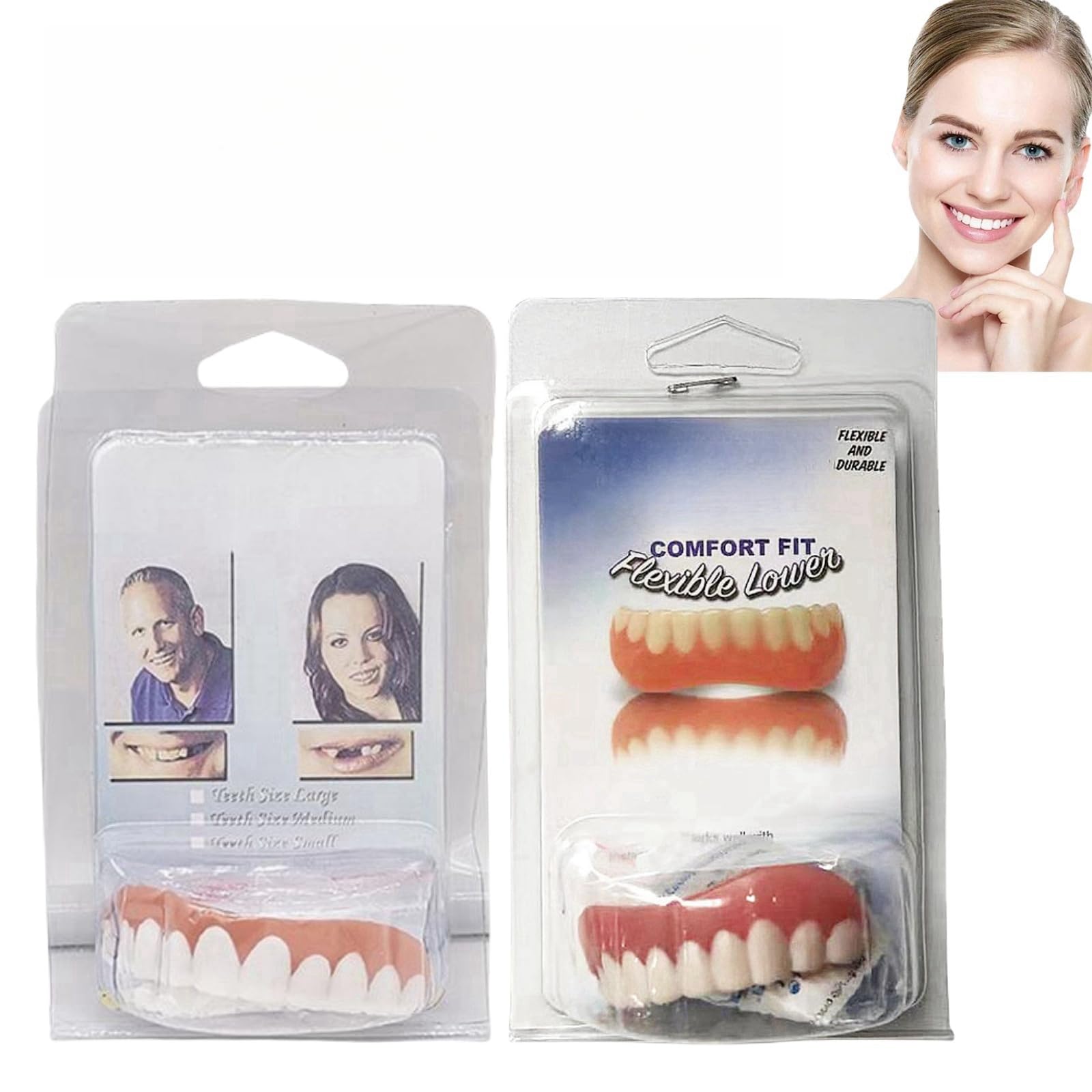 Soft Denture Reline Kit,False Teeth,Snap on Dentures Upper and Lower ...