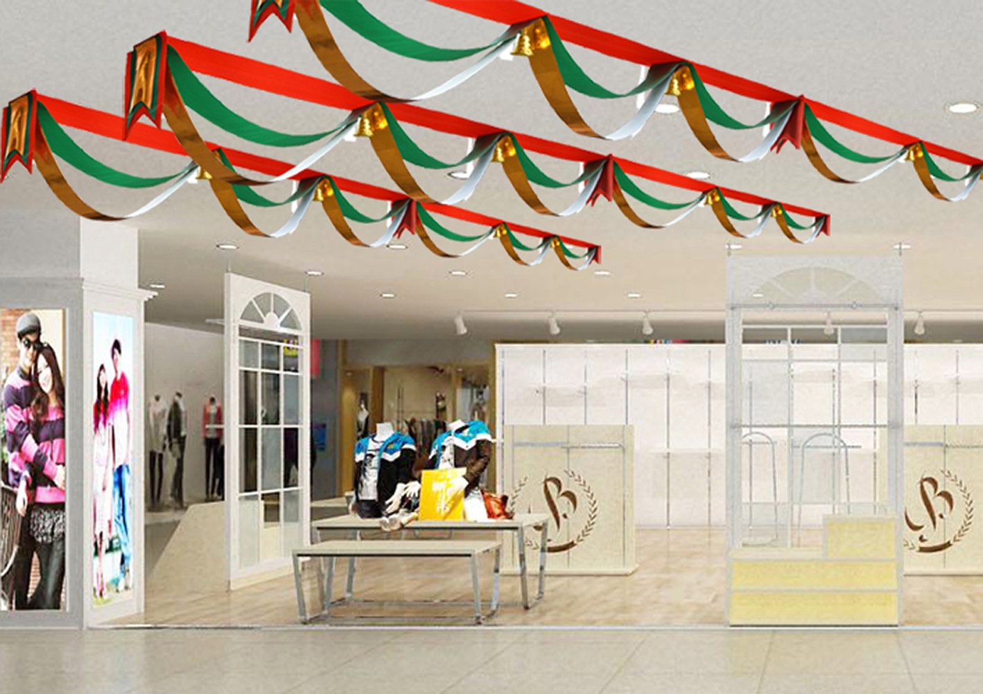 Amazon.com: Christmas Hanging Wave Flag 3 Layers Colorful Banner ...