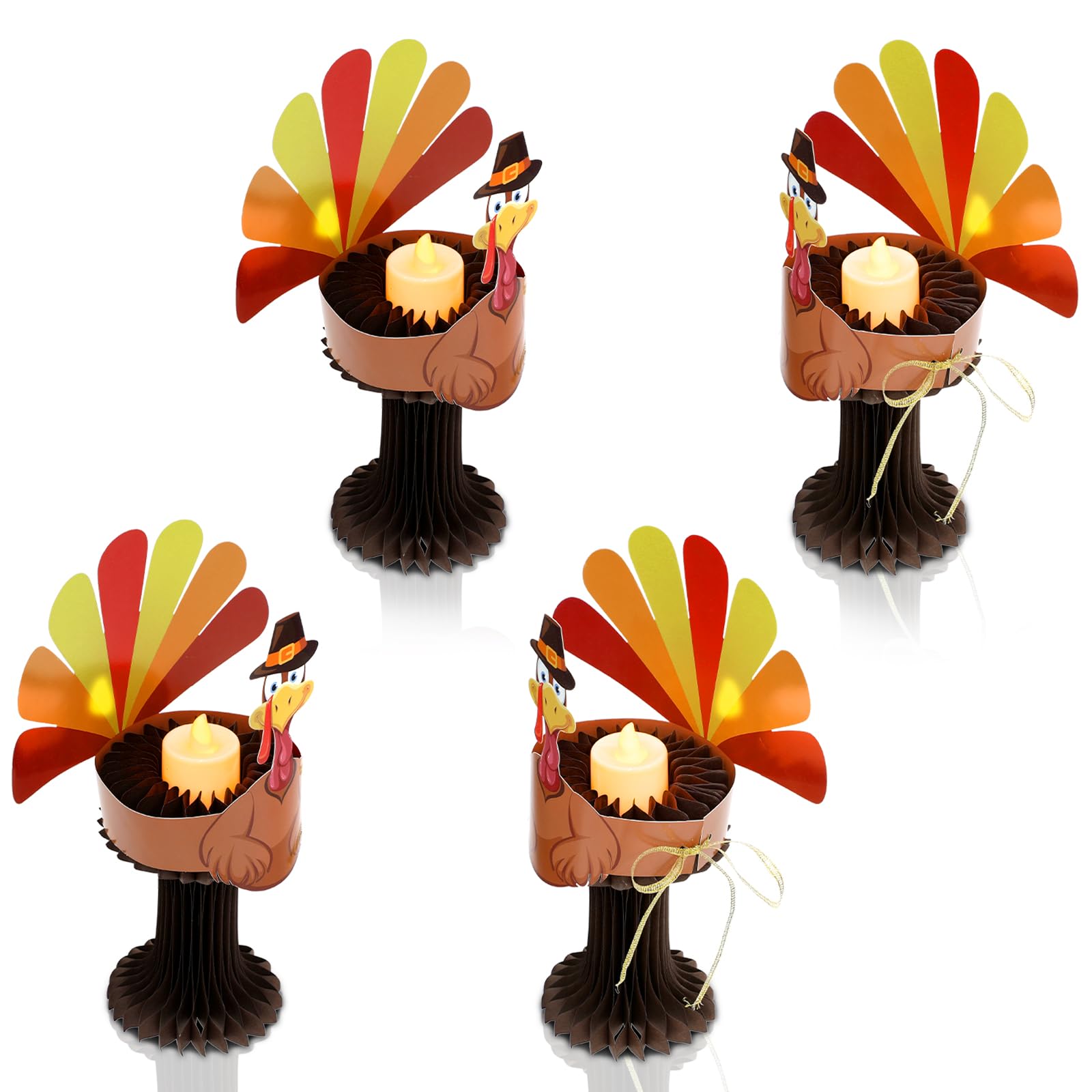Amazon.com: 4PS Paper Honeycomb Candles for Party ，Turkey Candle Holder ...