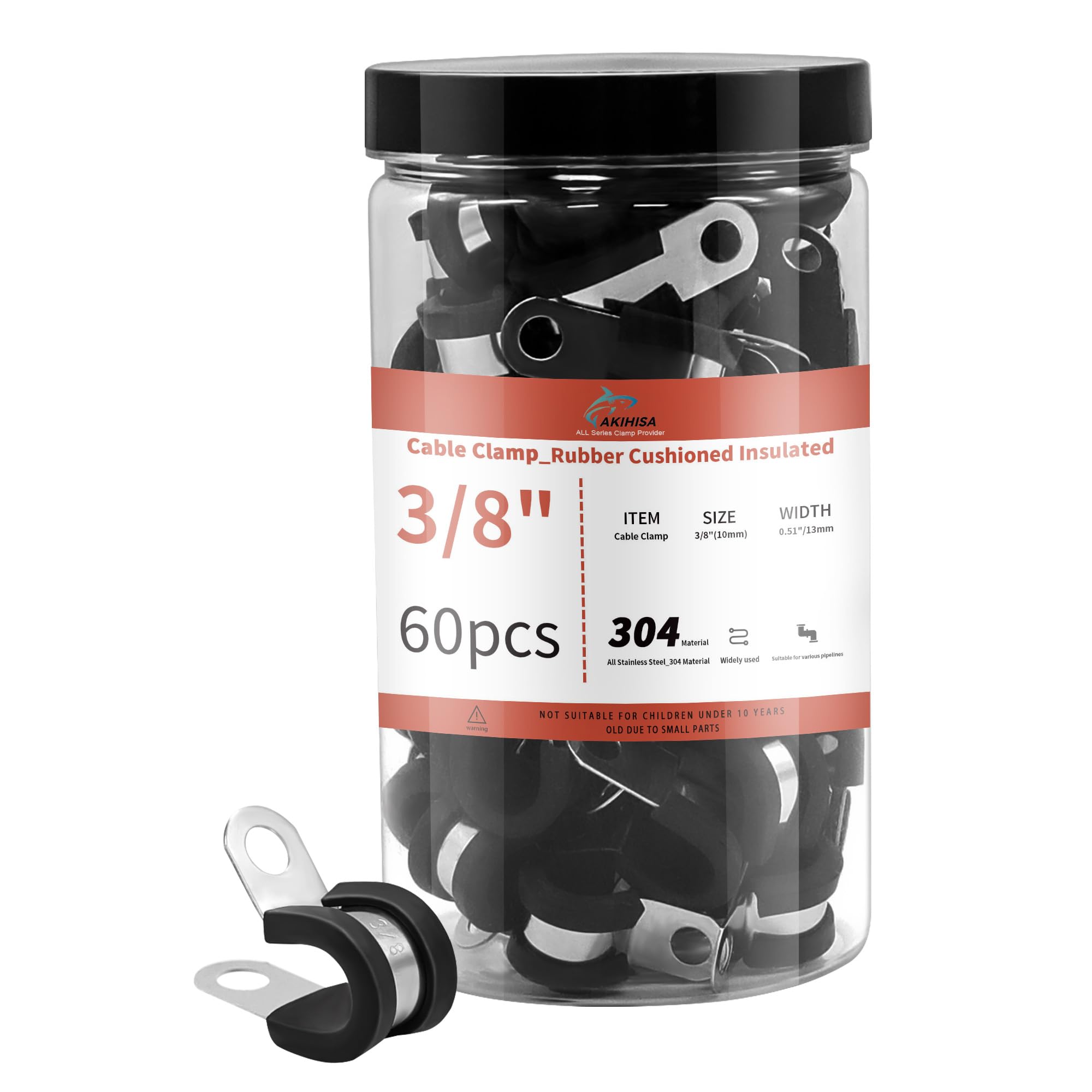 Snapklik.com : 60pcs 10mm Cable Clamps Assortment Kit, 3/8" 304 ...