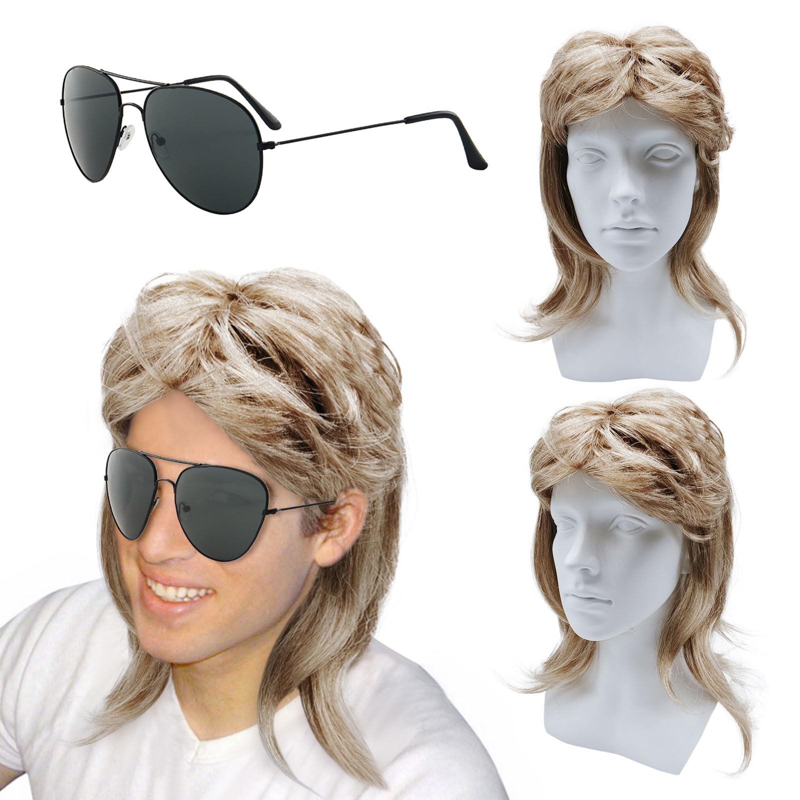 XNIVUIS Mullet Wig 70s Disco Party Mens Wig Long Curly Men Wigs, Mullet ...