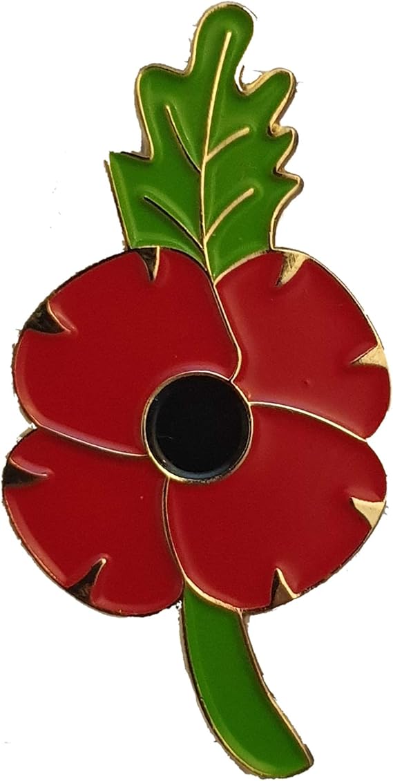Red Flower Green Leaf Remembrance Day Lapel Pin Badge : Amazon.co.uk ...