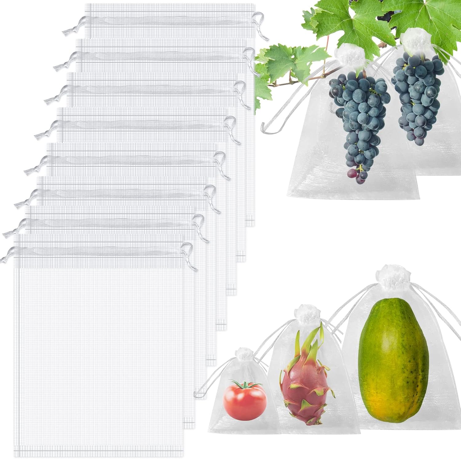 Amazon.com : 50 Pcs Fruit Protection Bags 12 x 16 Inch Fruit Netting ...