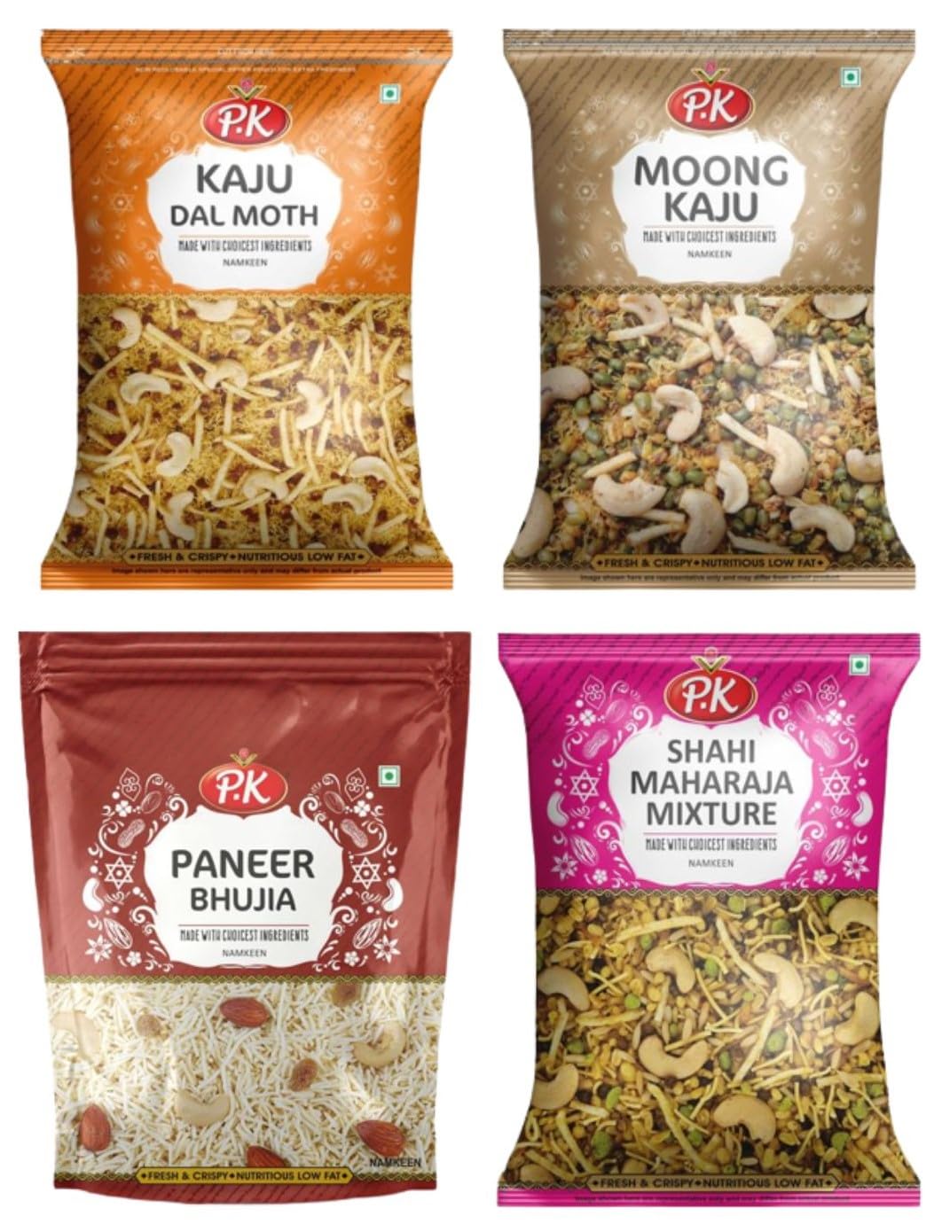 P.K Kaju Dalmoth, Shahi MahaRaja Mixture, Moong Kaju & Paneer Bhujia ...