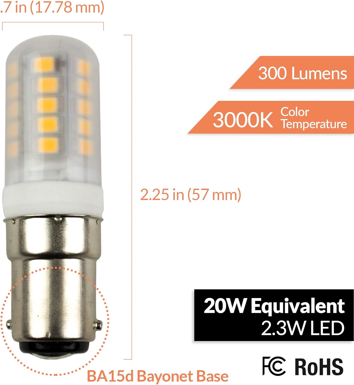 Buy Newhouse Lighting BA-2320 Modern BA15D Base LED Bulb 2.3W (20W ...