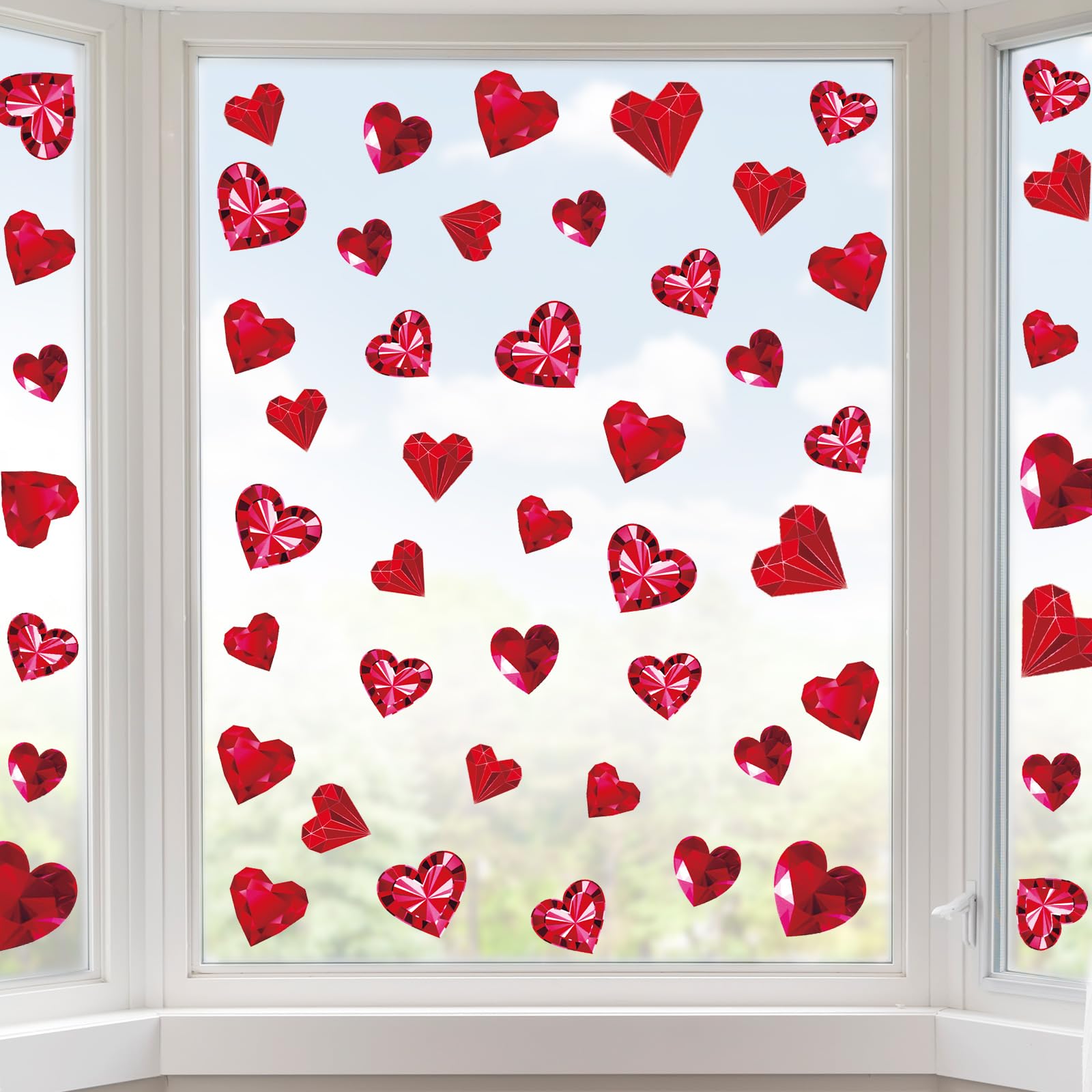 Amazon.com: ReliThick 9 Sheets Valentine's Day Heart Window Clings ...