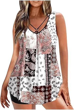 Conjunto de tankini de dos piezas para mujer, traje de baño floral con ...
