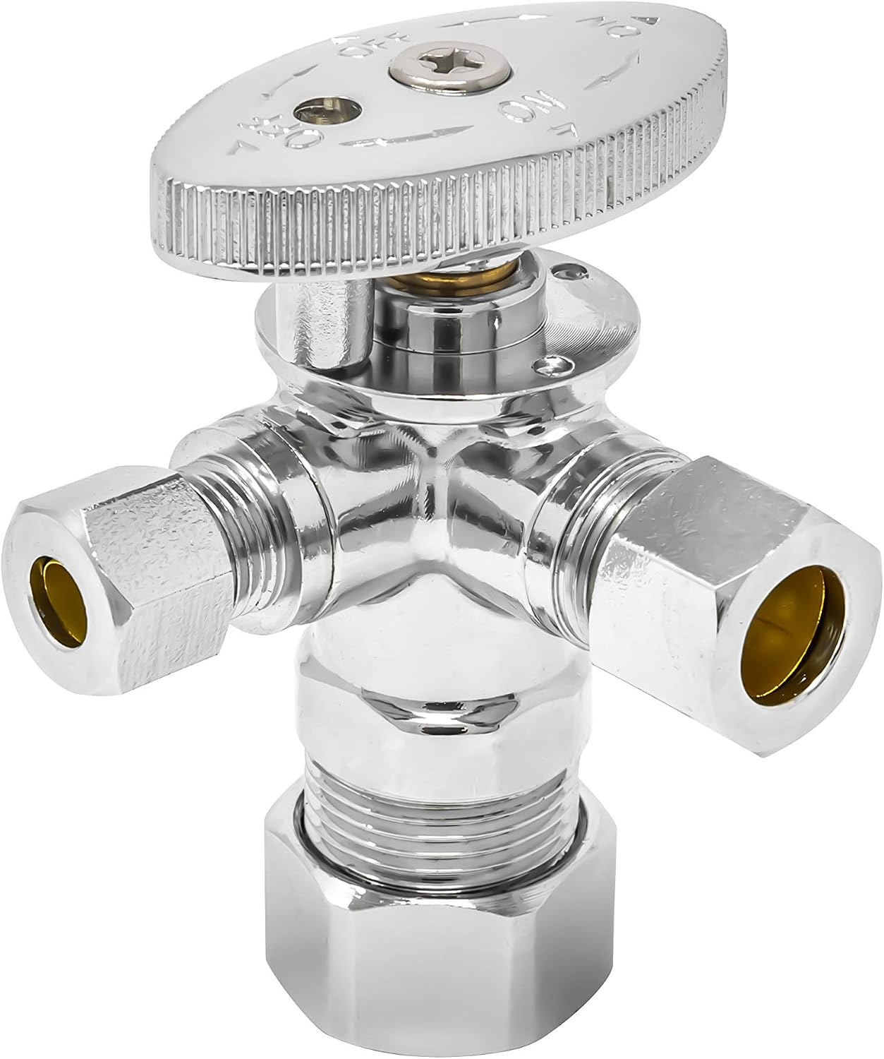 5/8 inch OD(Inlet) x 3/8 inch OD(Outlet) x 3/8 inch OD(Outlet) 1/4 Turn ...
