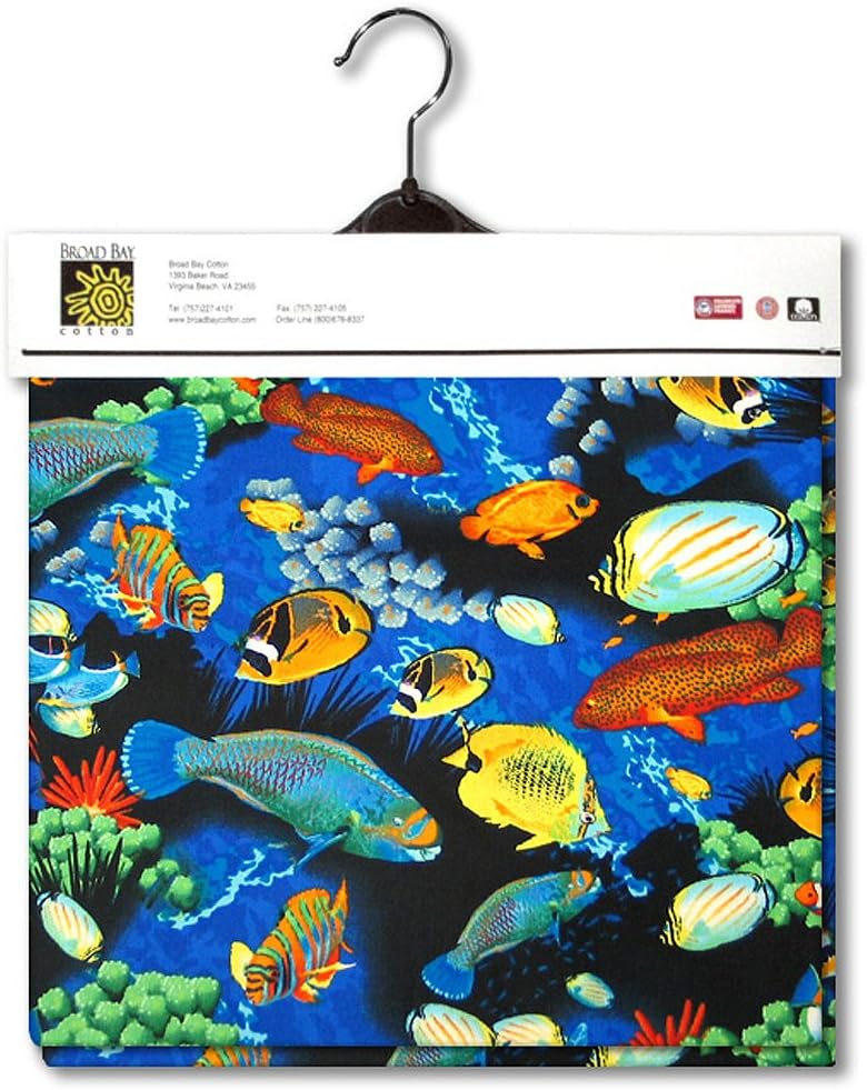 Amazon.com: Tropical Fish Lined Fabric 1yd by 54 in Wide Coral Reef 100 ...