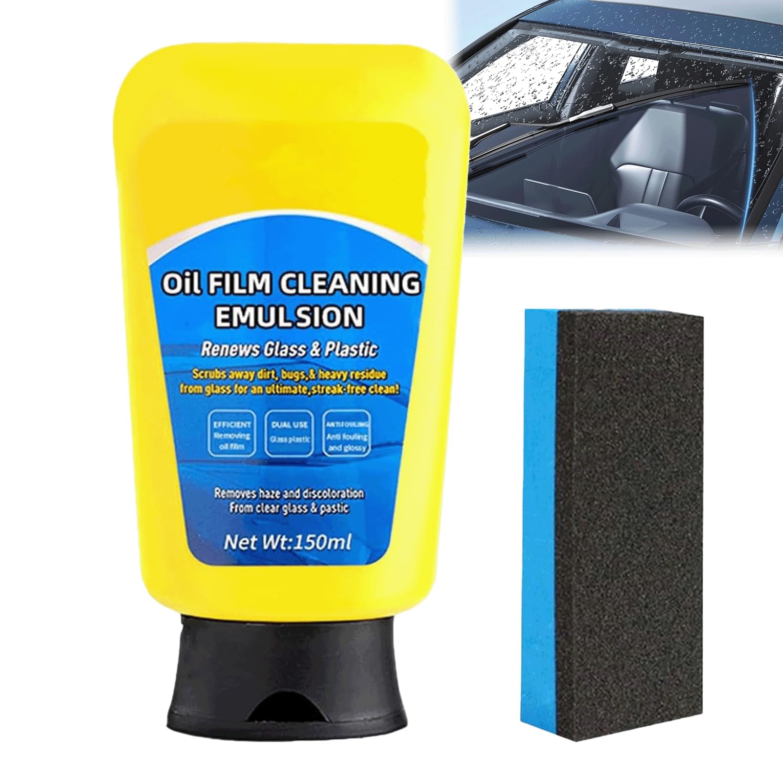 Amazon.com: Oil Film Cleaning Emulsion, Car Glass Oil Film Cleaner, Oil ...