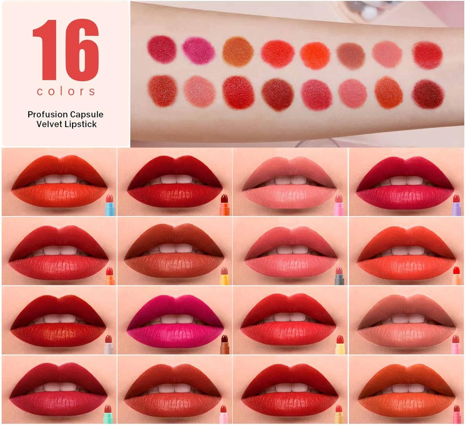 16 Colors Matte Lipstick Set Mini Capsule Lipstick Set Velvet Matte ...