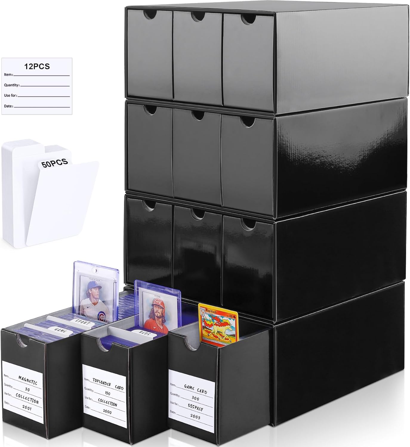 Amazon.com: Leyzan Trading Card Storage Box, 3-in-1 Cardboard Card ...