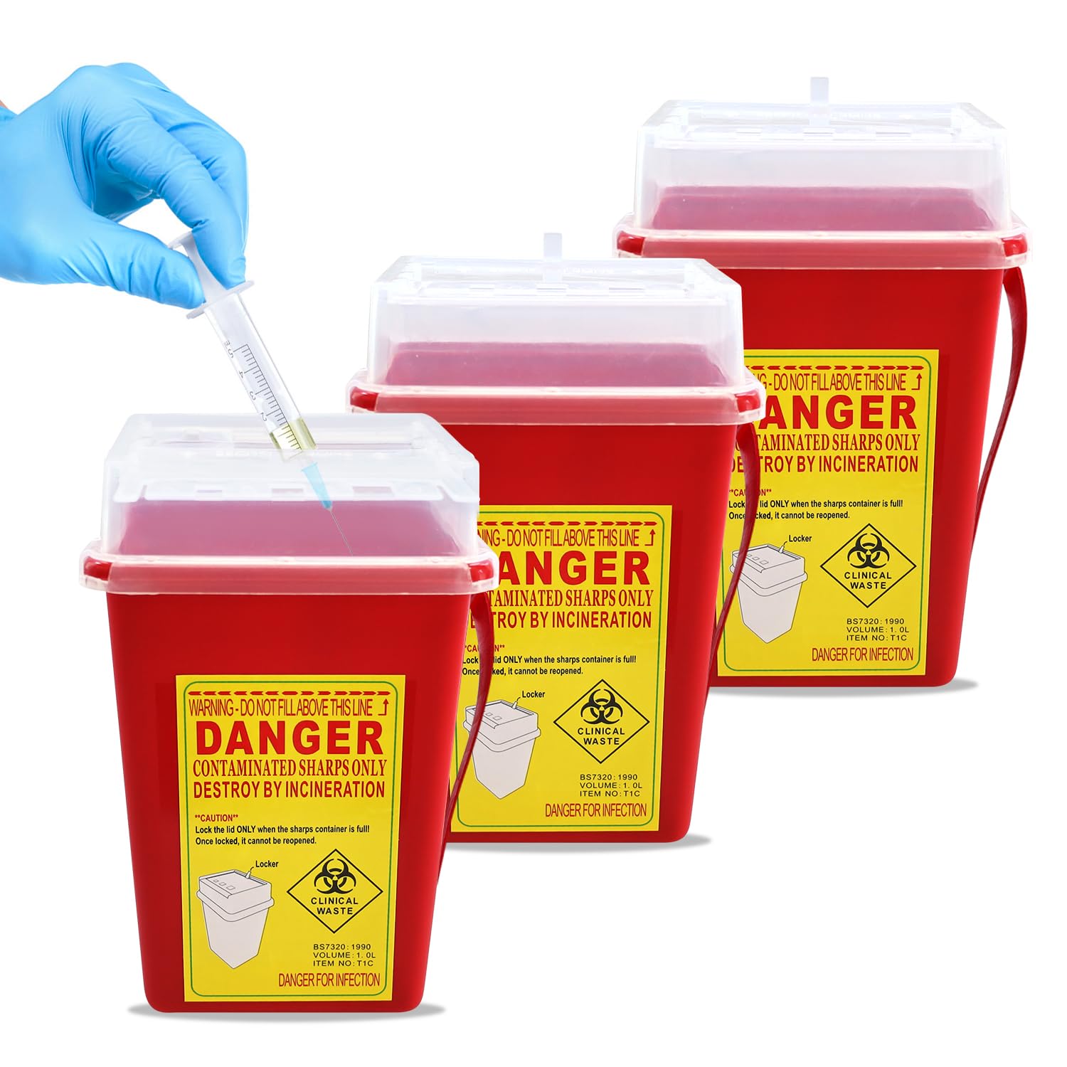 Amazon.com: Sharps Container,1 Quart Size (3 Pack) Sharps Disposal ...