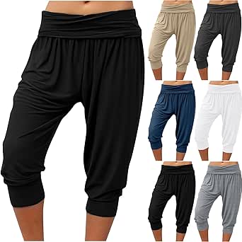 Amazon.com: Generic Women's Capri Pants Summer Casual Yoga Pants Comfy ...