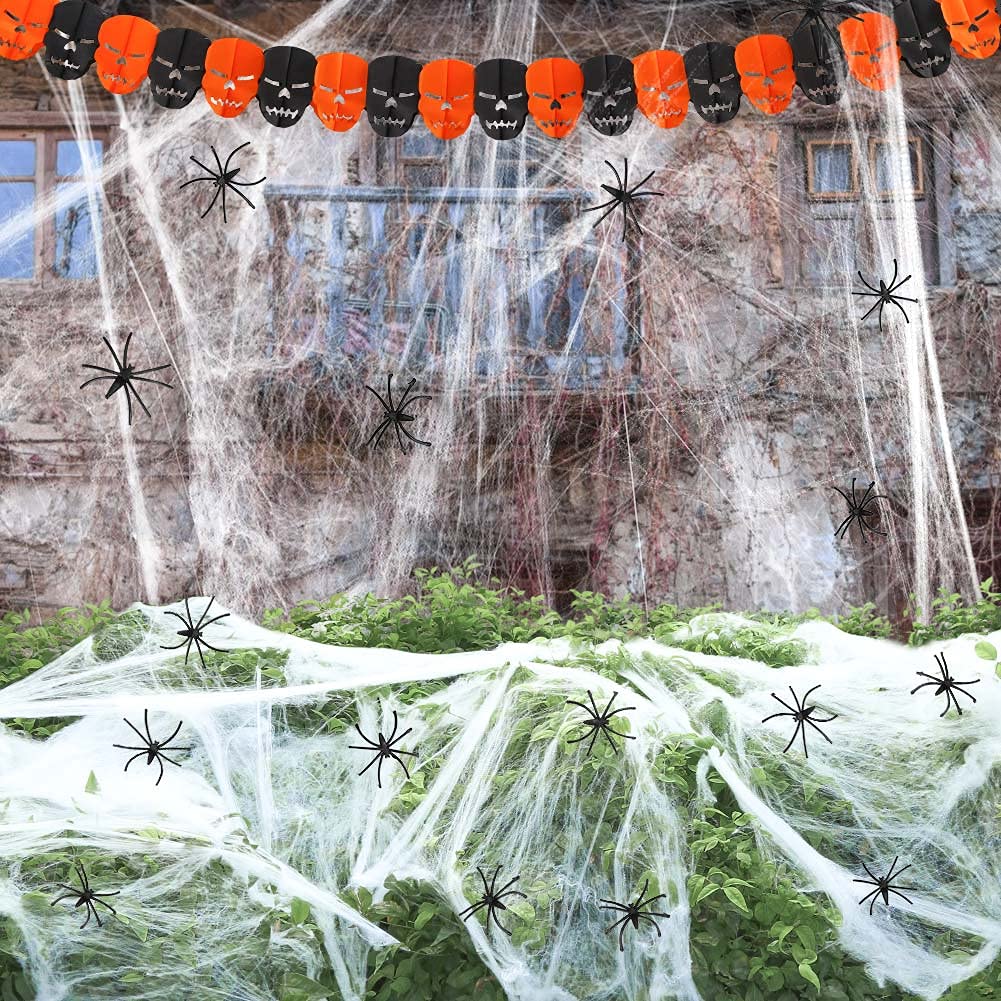 BigOtters 1000sqft Fake Spider Web, Halloween Cobweb Decor Stretchy ...