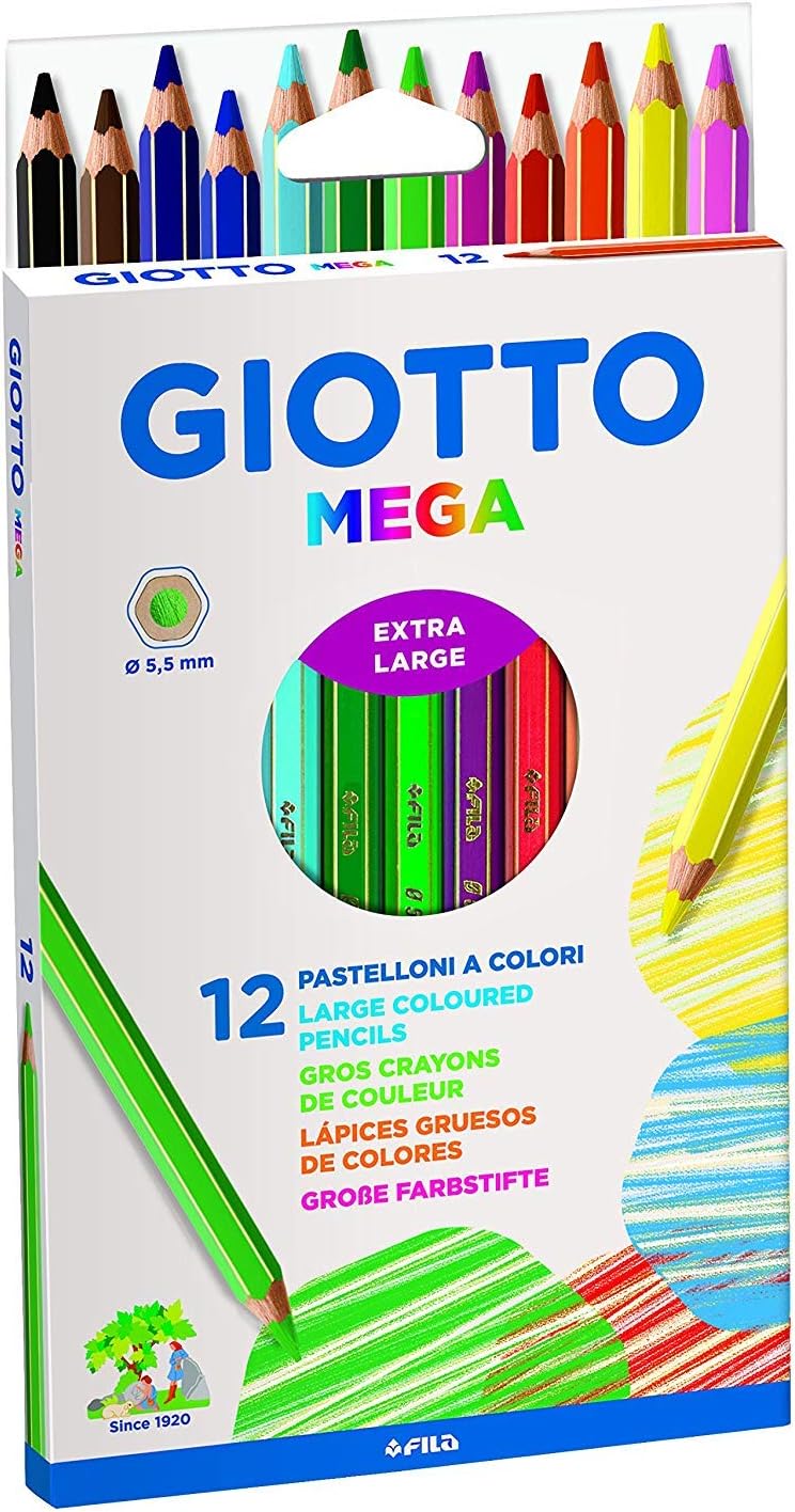 GIOTTO Mega Tri - Etui 12 crayons de couleur : Amazon.fr: Jeux et Jouets