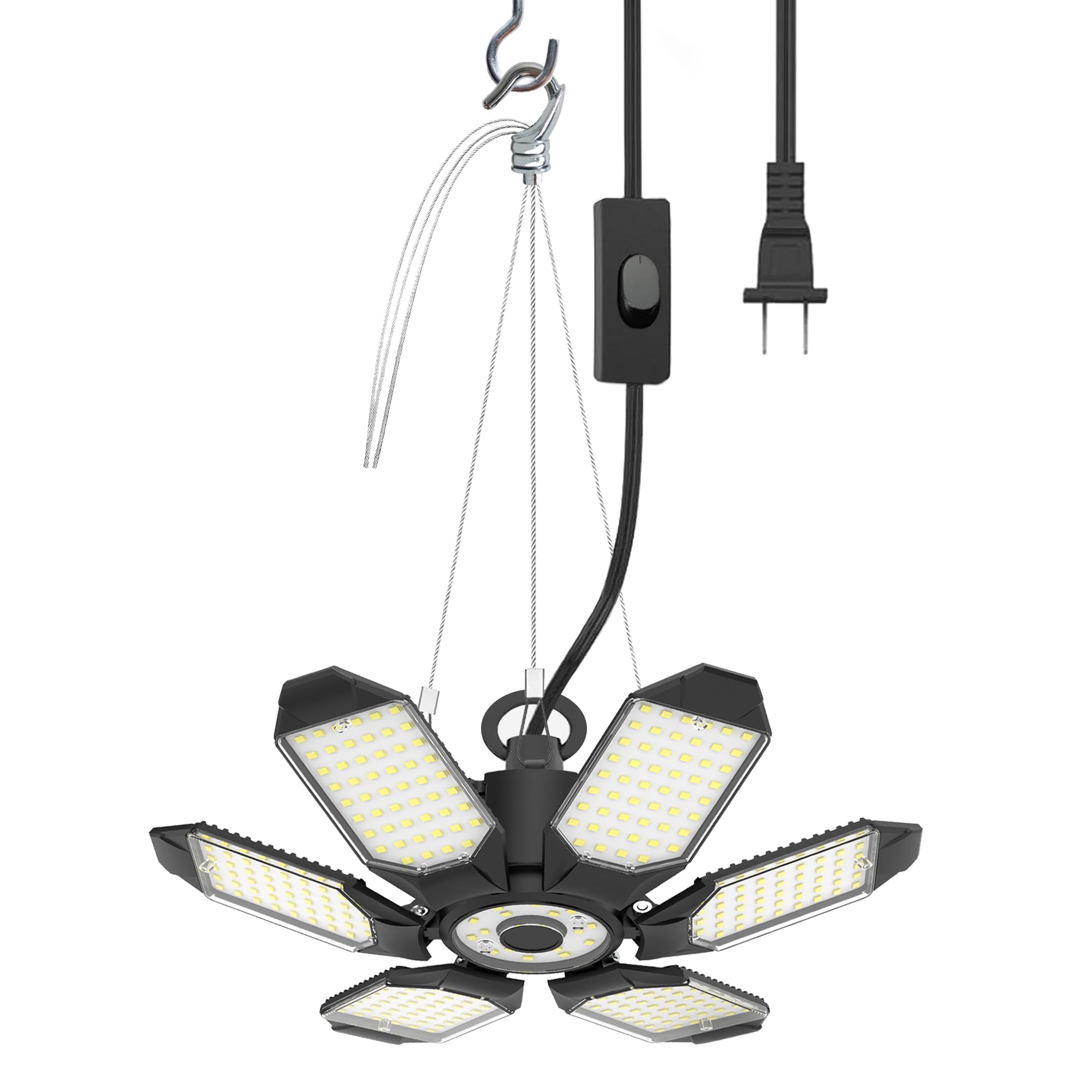 Linkable LED Shop Light with 6 Deformable Panels, 20000LM 6500K Plug in ...