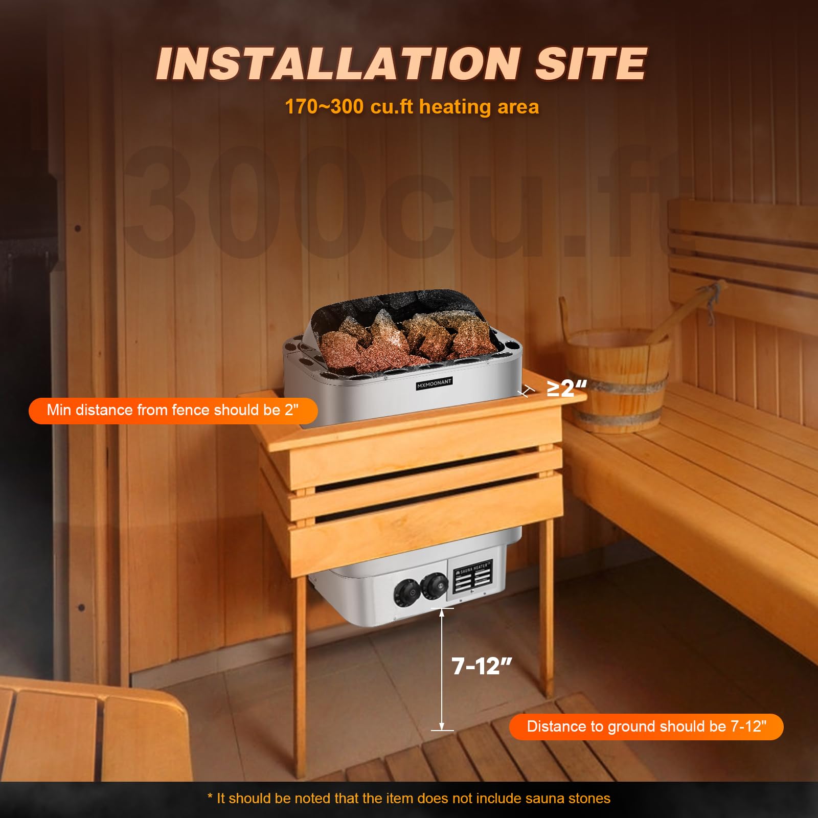 Mxmoonant Sauna Heater, 6KW 220V Electric Sauna Heaters Stove Dry Steam ...