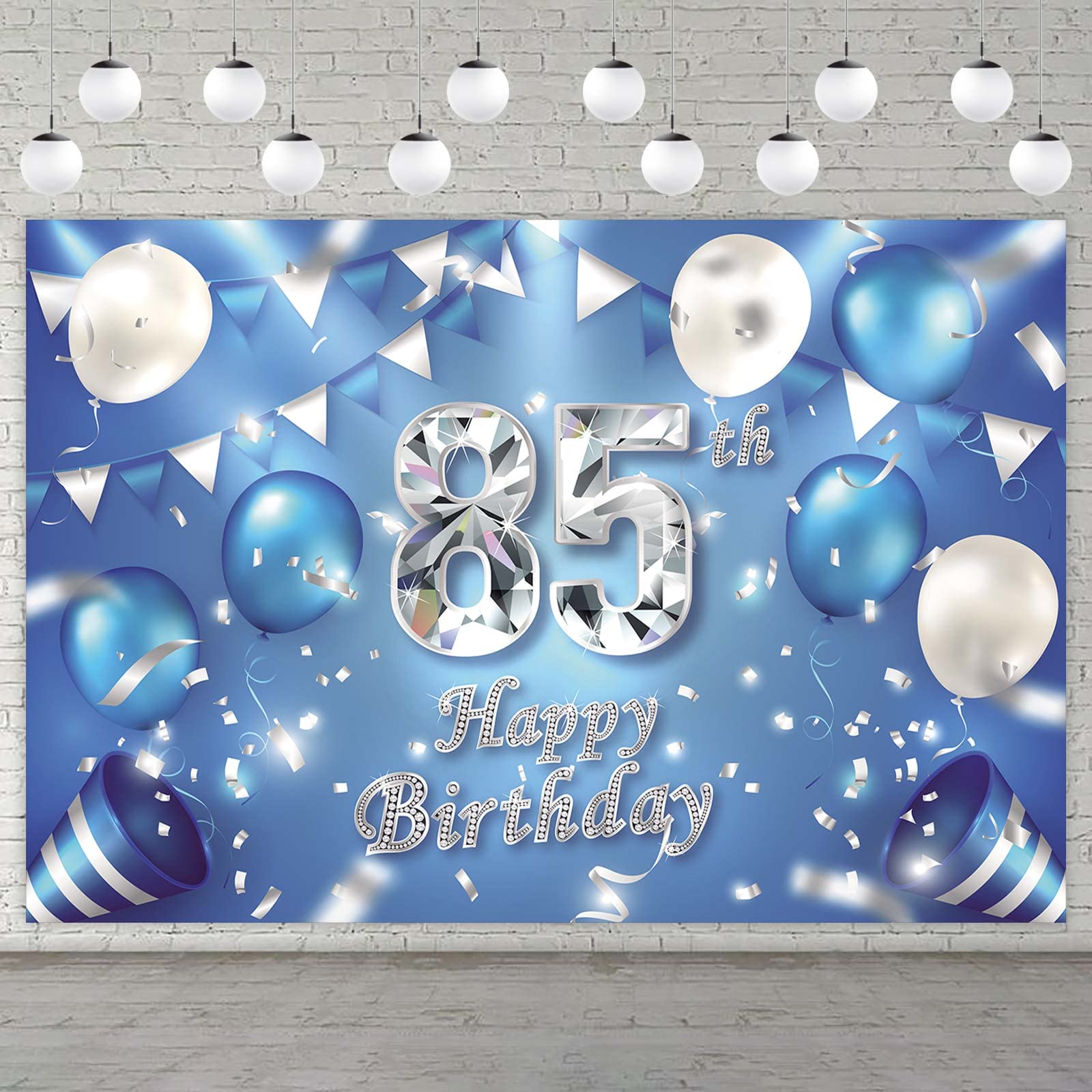Amazon.com: Happy 85th Birthday Banner Background Decorations Balloons ...