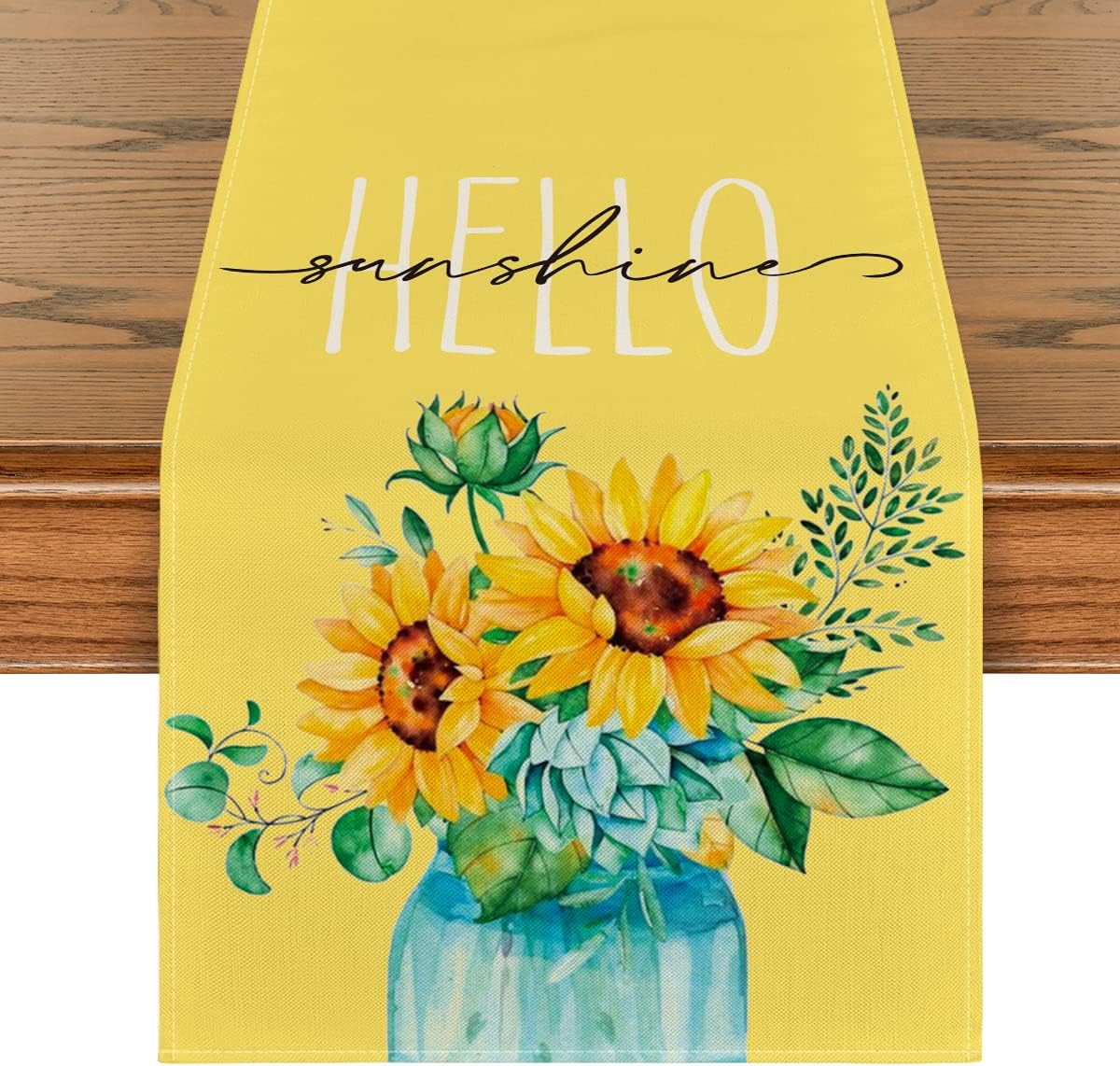 Amazon.com: Creative Linens Sunflower Table Runner 15x53 Embroidered ...