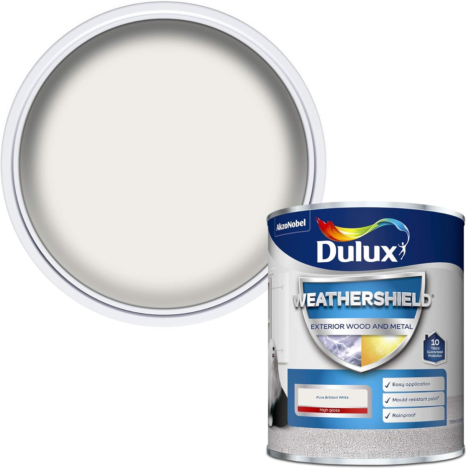 Dulux Weather Shield Exterior High Gloss Paint, 750 ml - Pure Brilliant ...