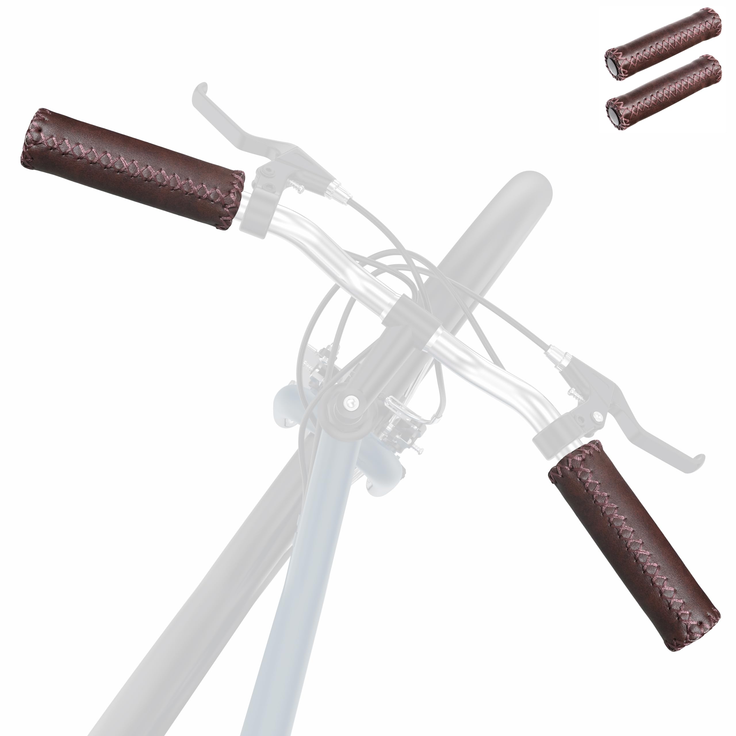 Amazon.com : LEWEE Bike Handlebar Grips, Brown Vinyl Leather Bicycle ...