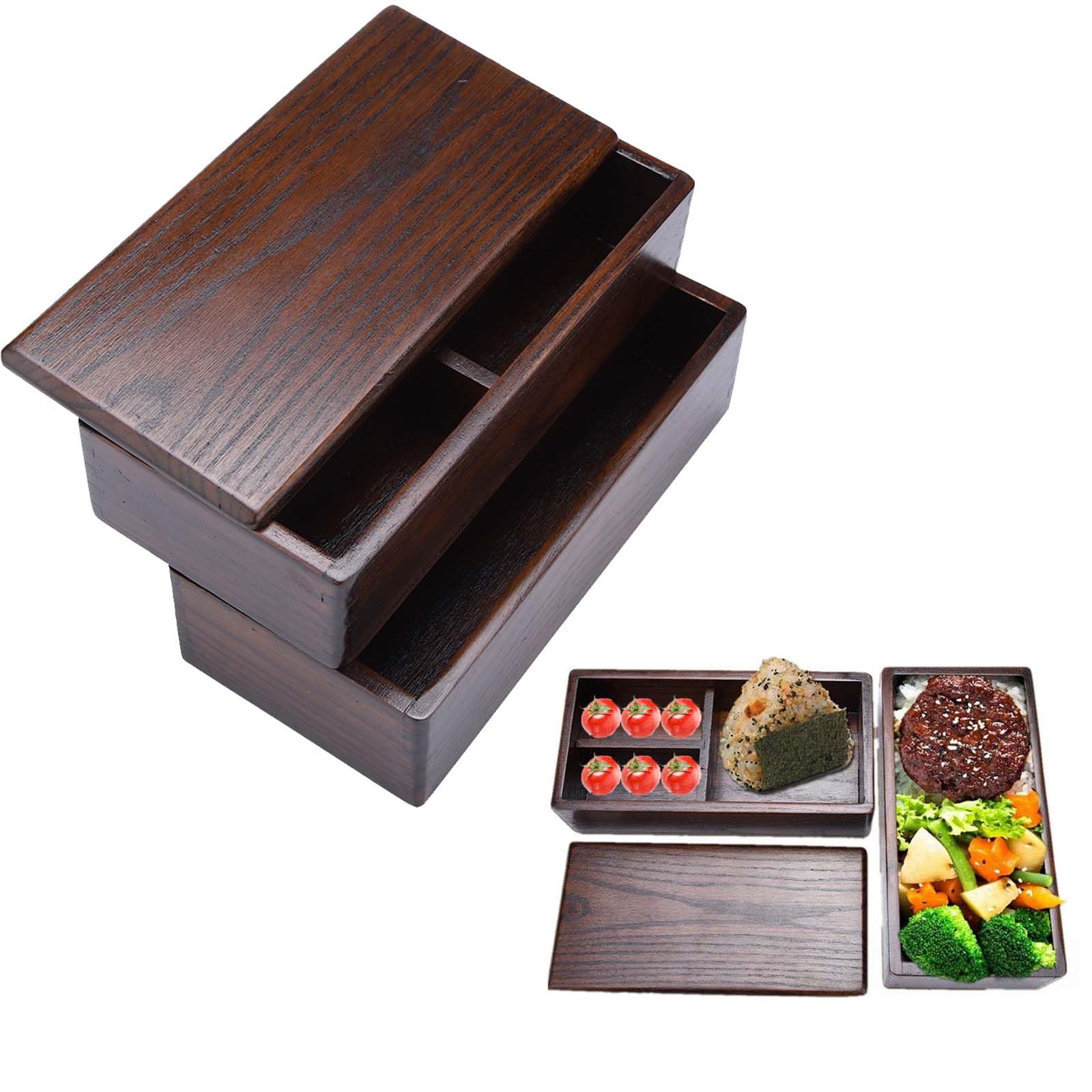 Amazon.com - Enforose Wooden Double Layer Bento Box Food Container for ...