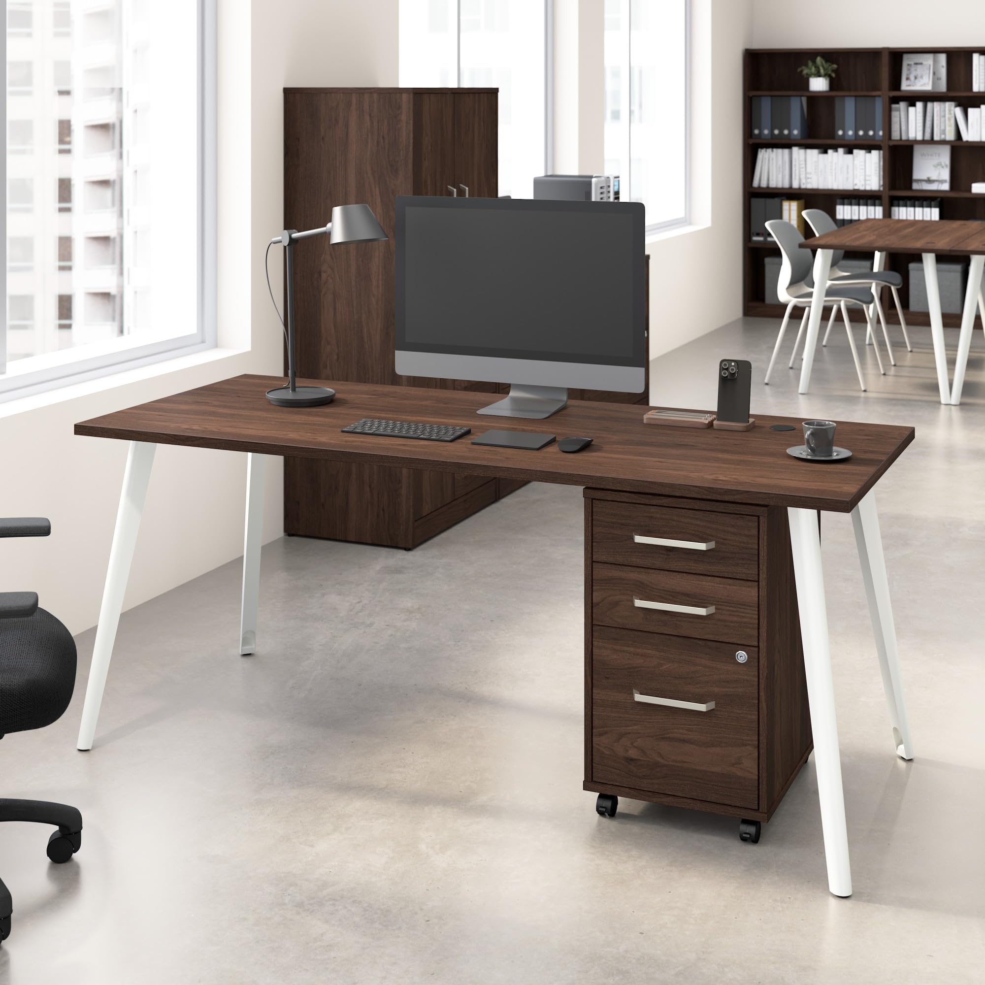 Amazon.com: Bush Business Furniture Computer Desk 72 inch with 3 Drawer ...