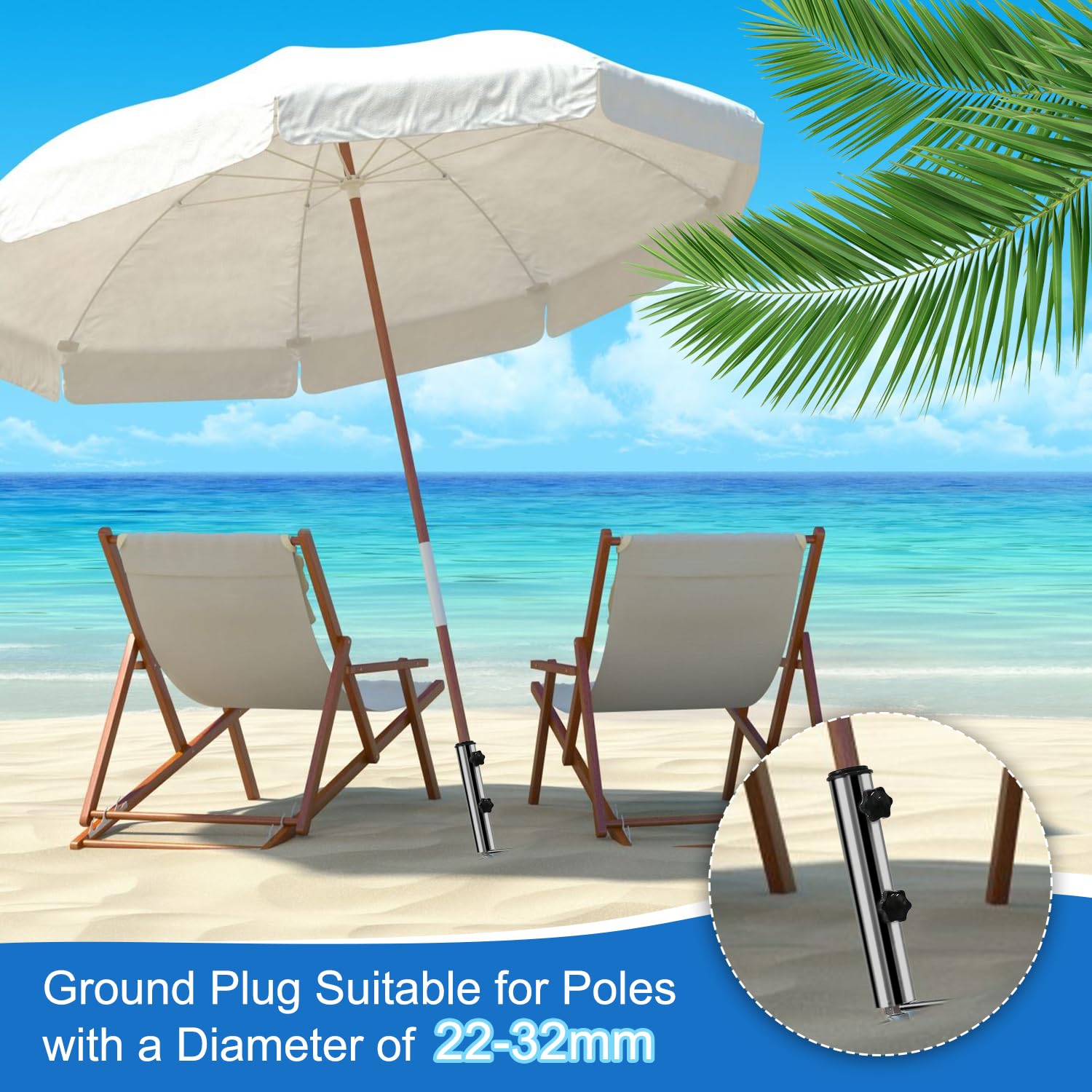 AROMUJOY Parasol Stand with Lawn Spike, Umbrella Stand Anchor with 4 ...