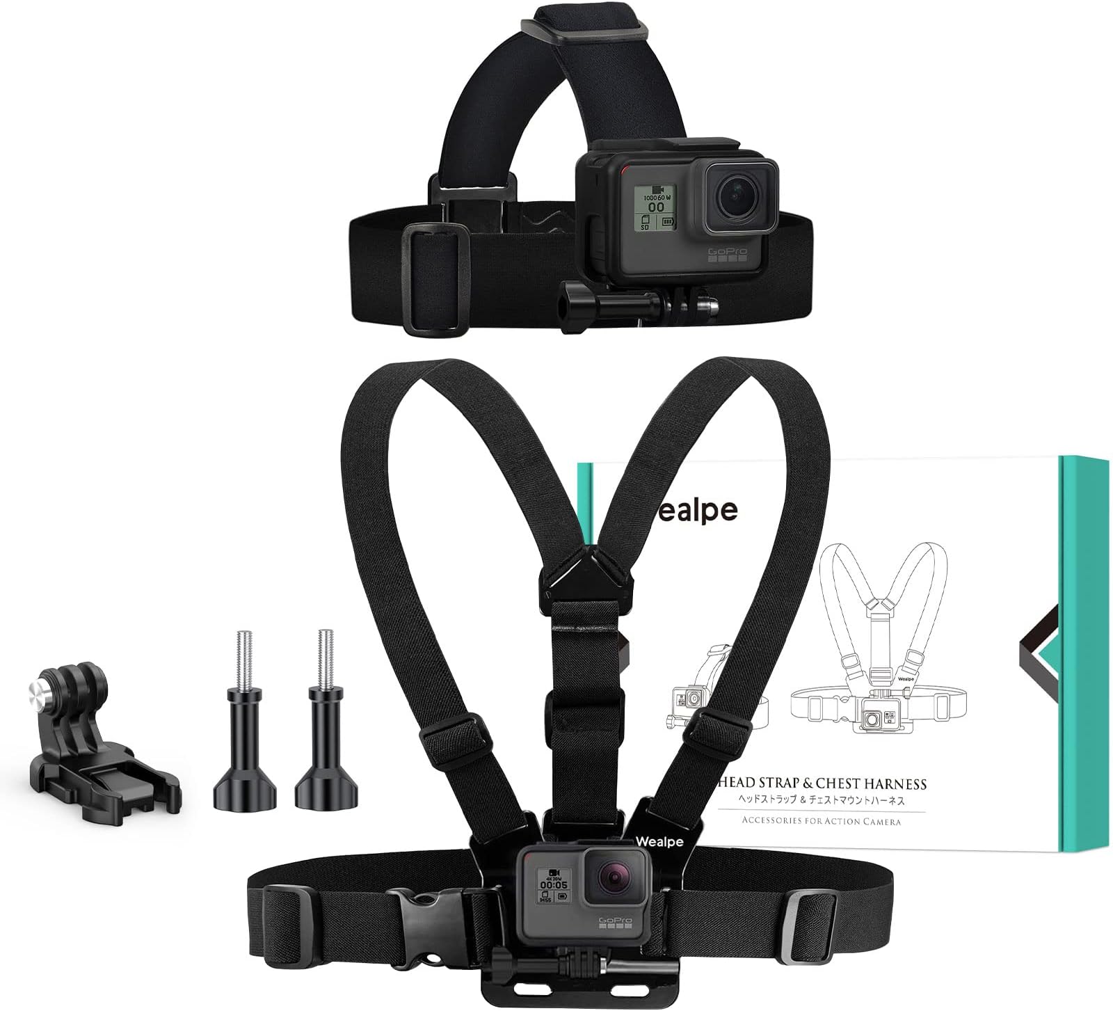 Wealpe Chest Mount Harness Head Strap Mount Compatible with GoPro Hero ...