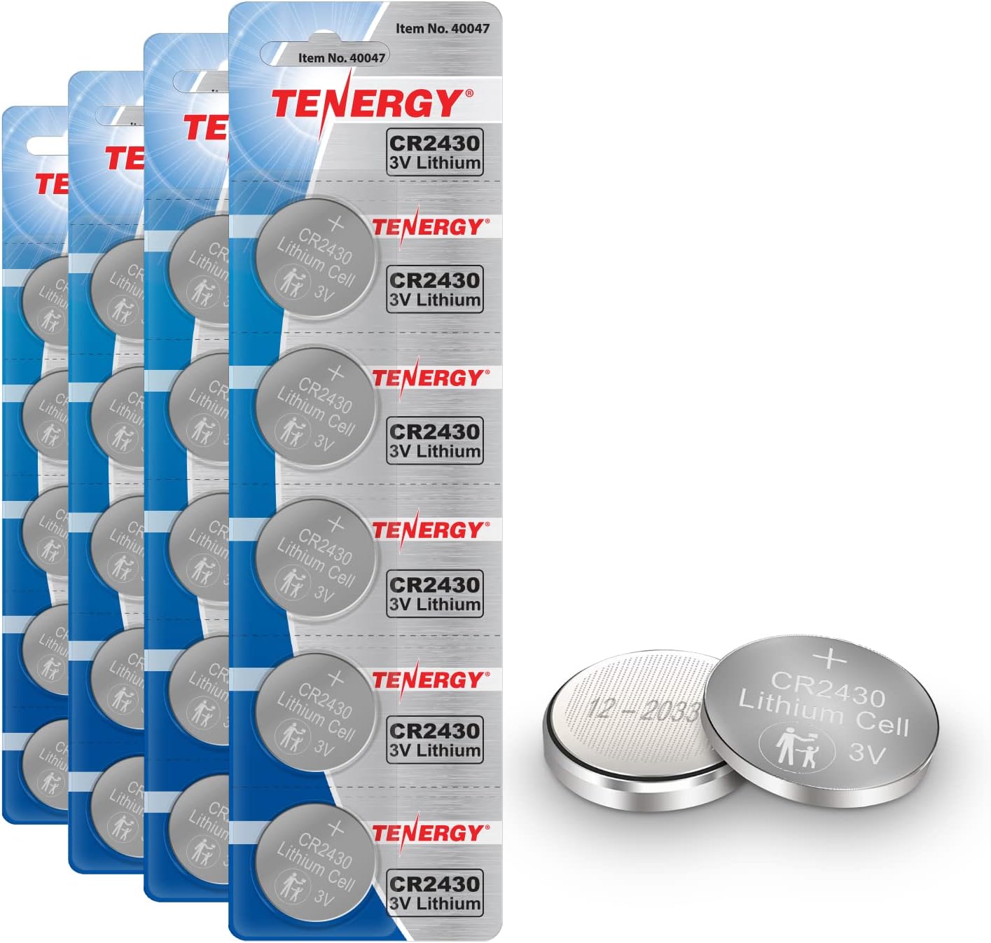 Amazon.com: Tenergy CR2430 Battery, 3V Lithium Coin Battery for Car Key ...