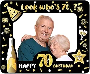 YAAVAAW Happy 70th Birthday Photo Booth Props - Black Gold Inflatable ...