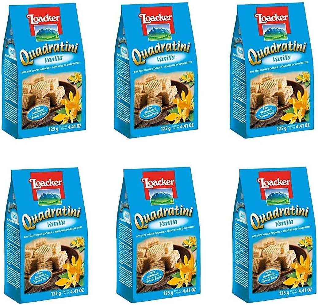 6X Loacker Quadratini Wafer con Crema alla Vaniglia Waffle with Vanilla ...
