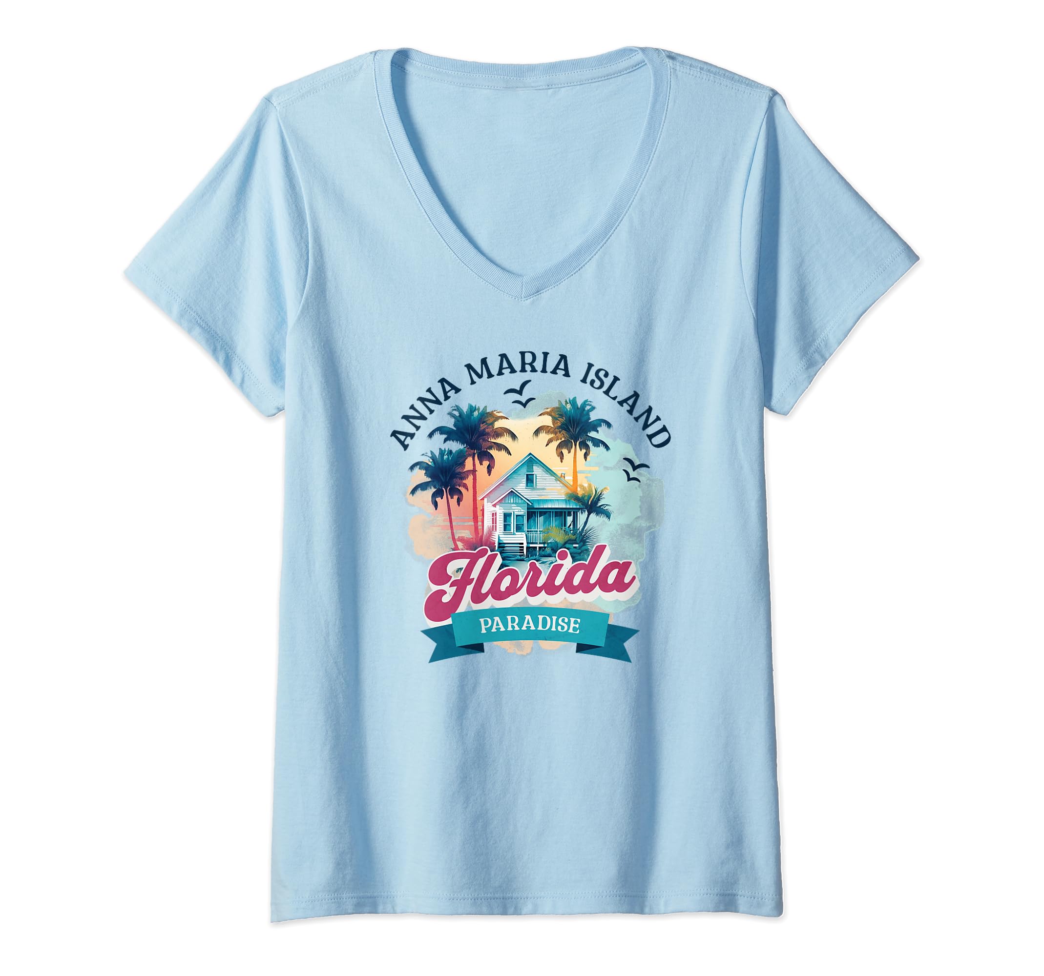 Amazon.com: Womens Anna Maria Island Florida V-Neck T-Shirt : Clothing ...