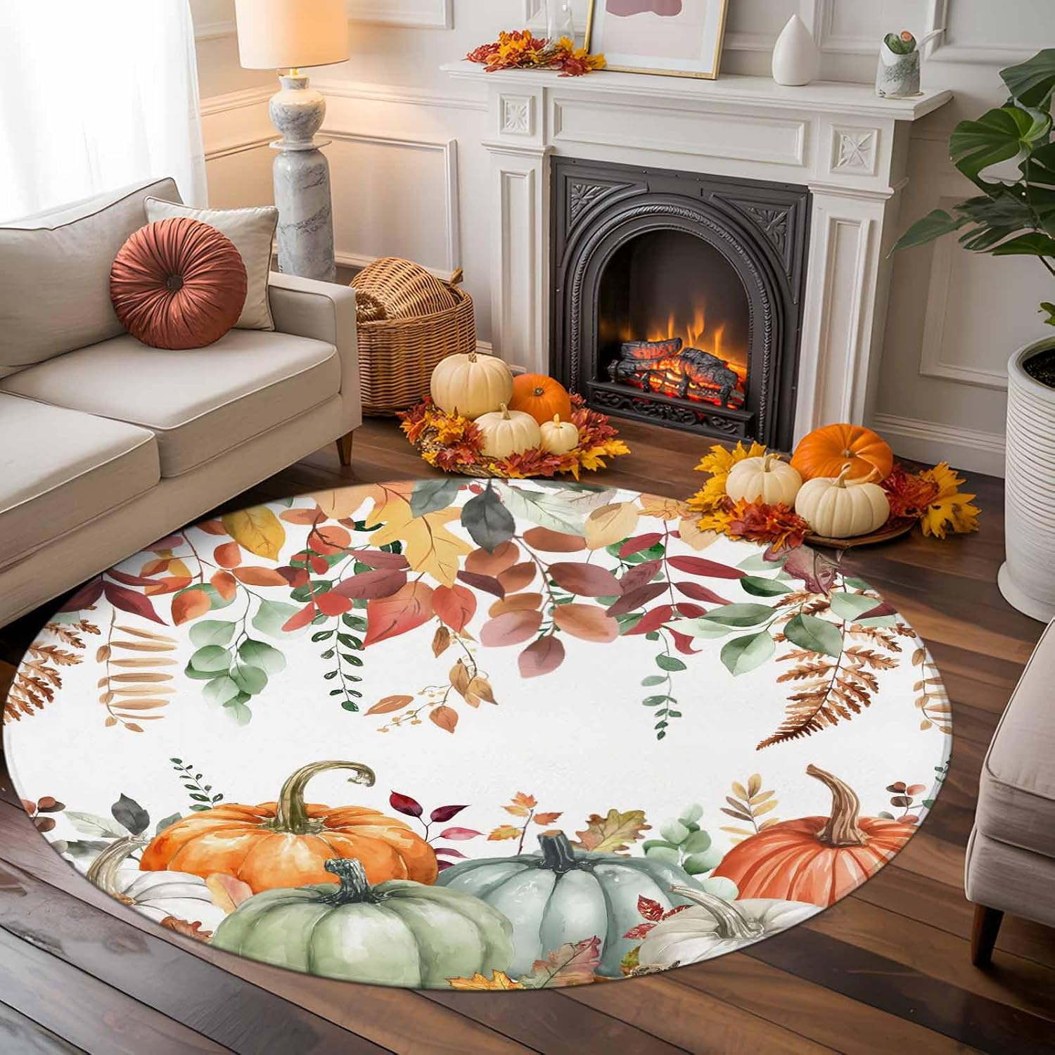 Amazon.com: DecorLovee Large Round Rug 8Ft Washable Non-Slip, Fall ...