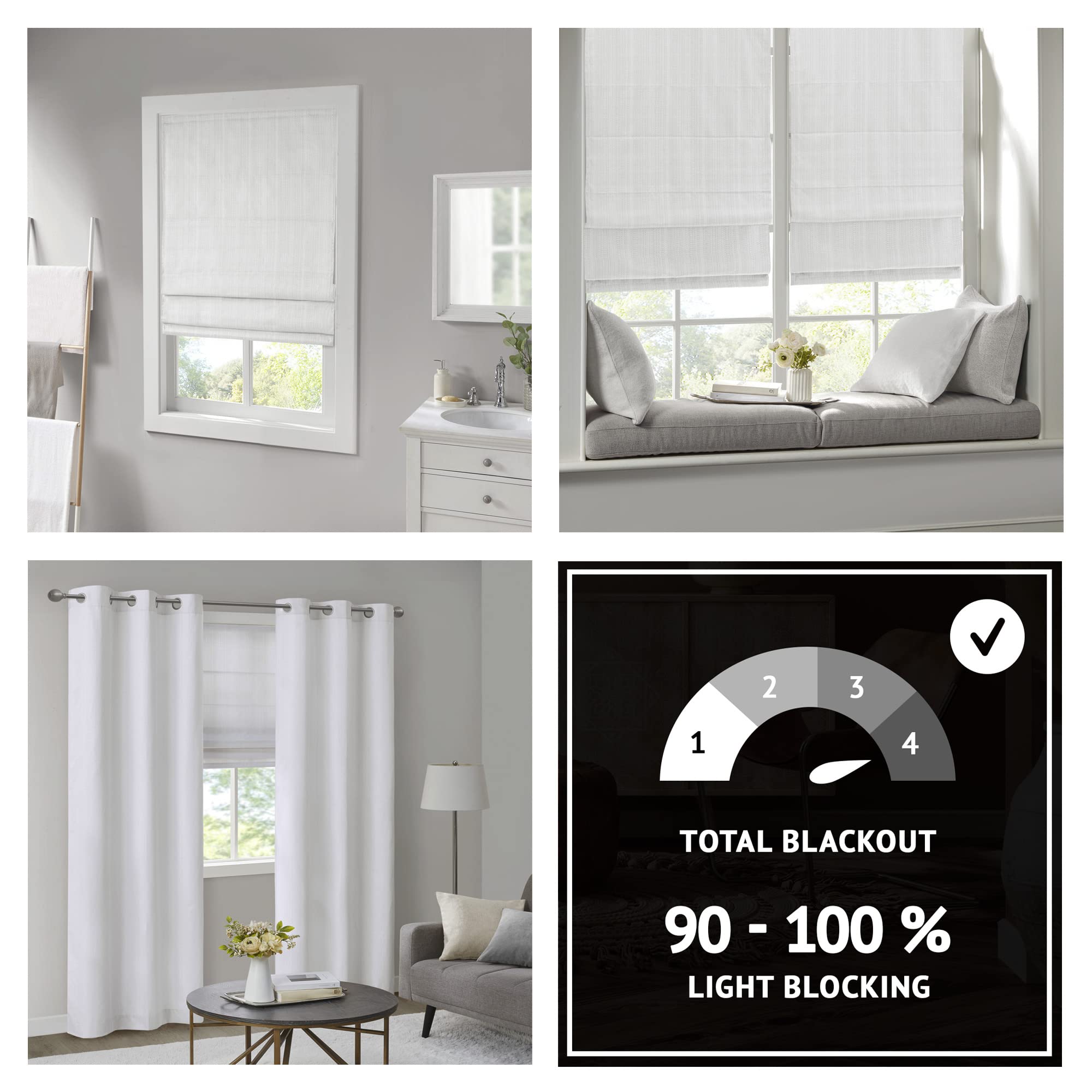 Snapklik.com : Madison Park Galen Cordless Roman Shades - Fabric ...