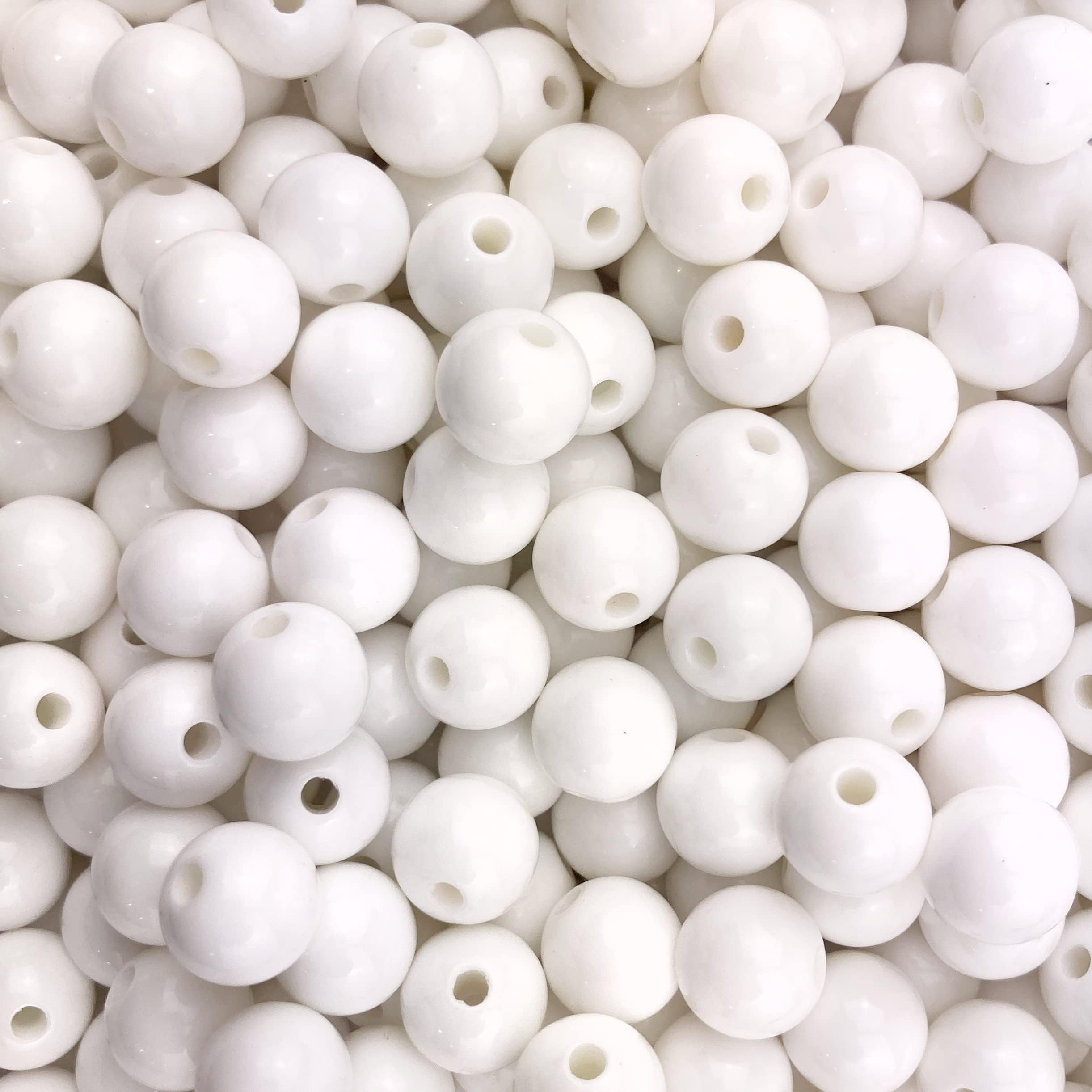 Amazon.com: 400 Round White Acrylic Beads 10mm Diameter with 1.8mm Hole ...