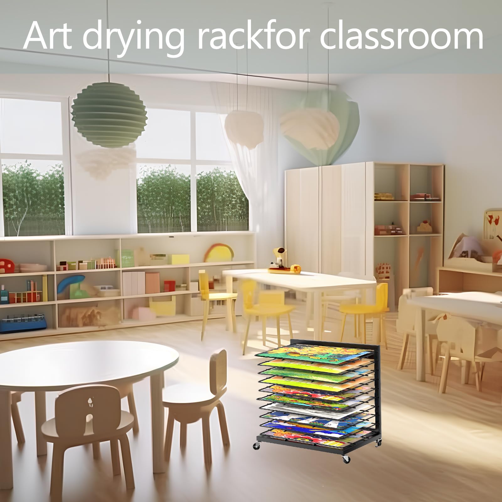 Mobile 9-Shelf Rolling For Paintings – Heavy Duty Metal Storage ...