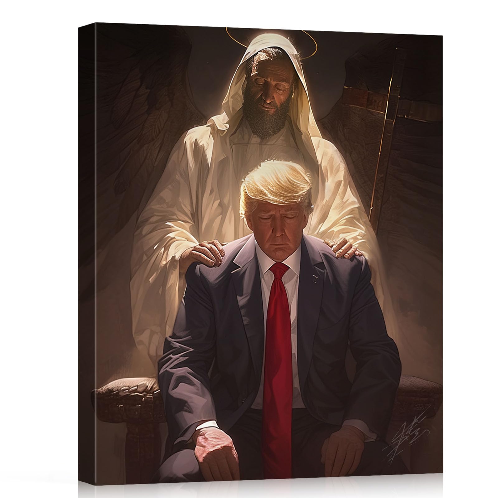 Amazon.com: ART Jesus and Trump Photo Print Picture on Stretched Wall ...
