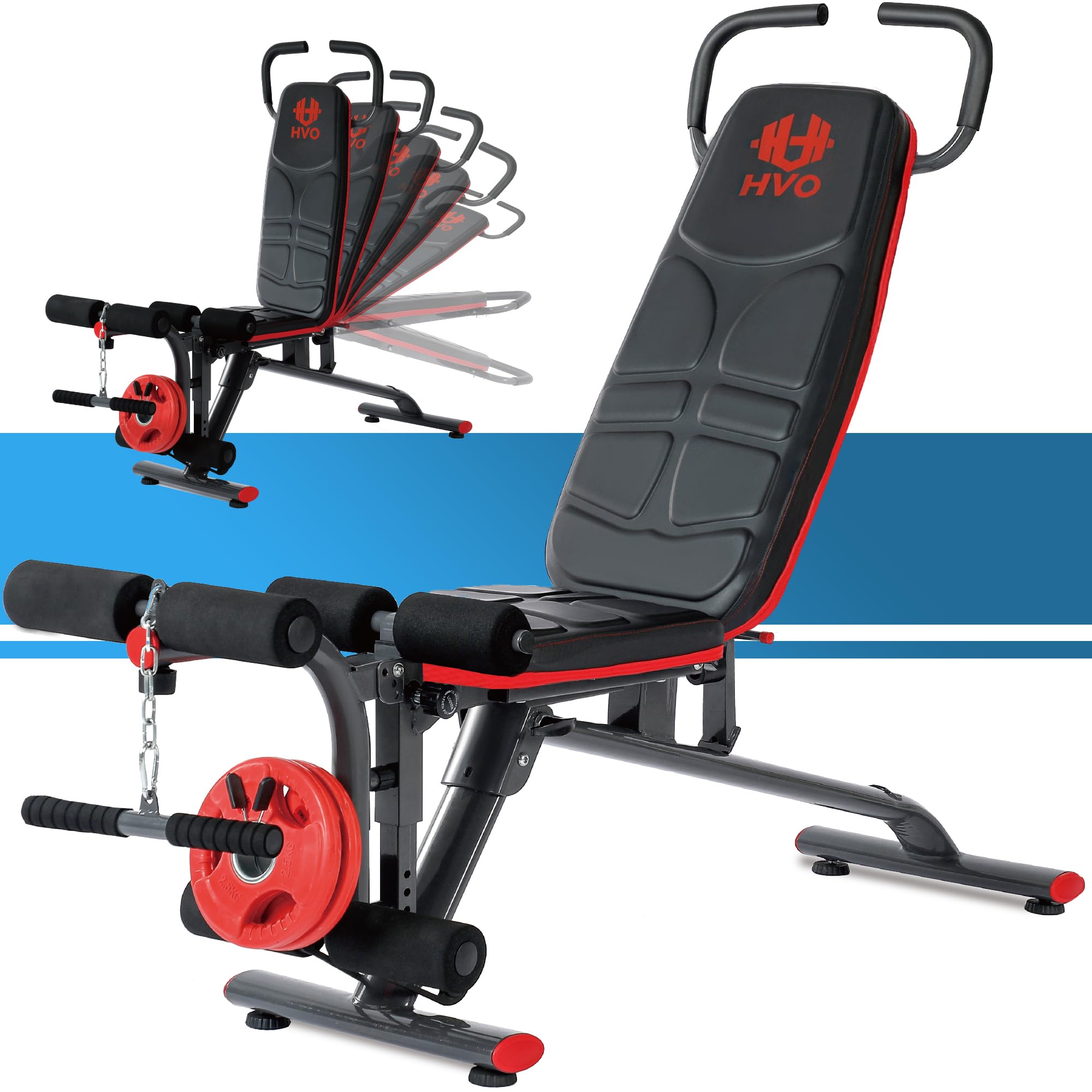 HVO Weight Bench Workout Bench Extension: Leg Extension and Arm Curl ...