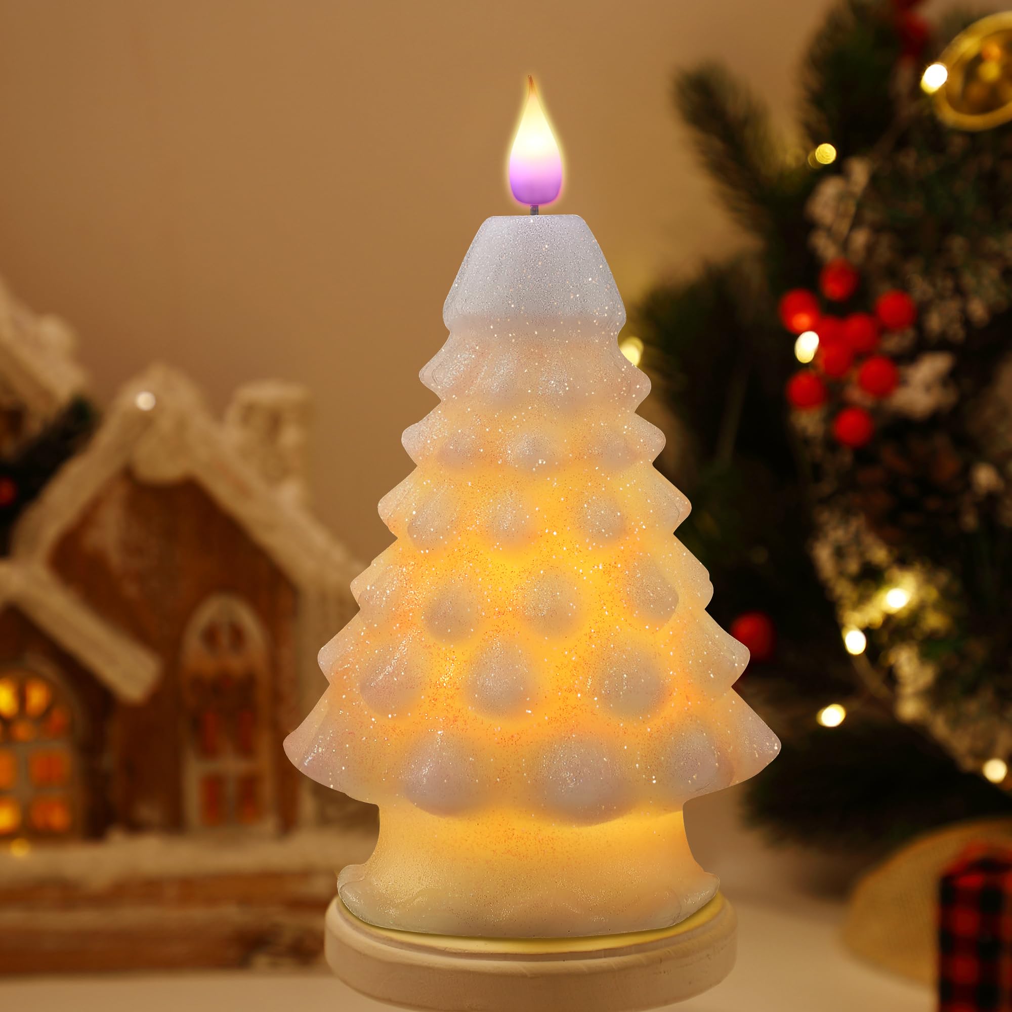 Amazon.com: Meonum Christmas Tree Candles with Timer, 8.3 Inch Real Wax ...