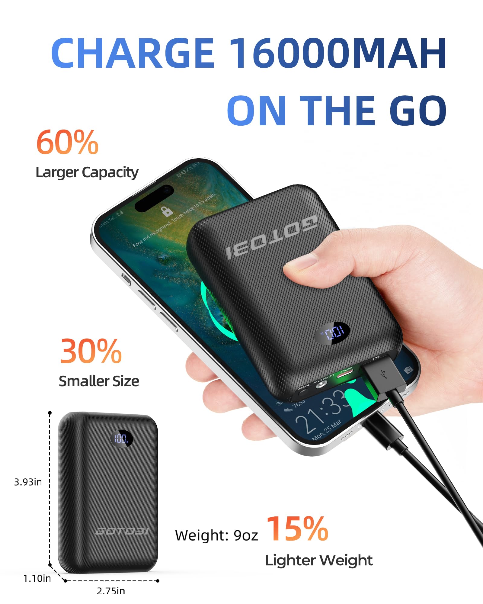 Snapklik.com : GOTOBI Heated Vest Battery Pack - Rechargeable 74V/5V ...