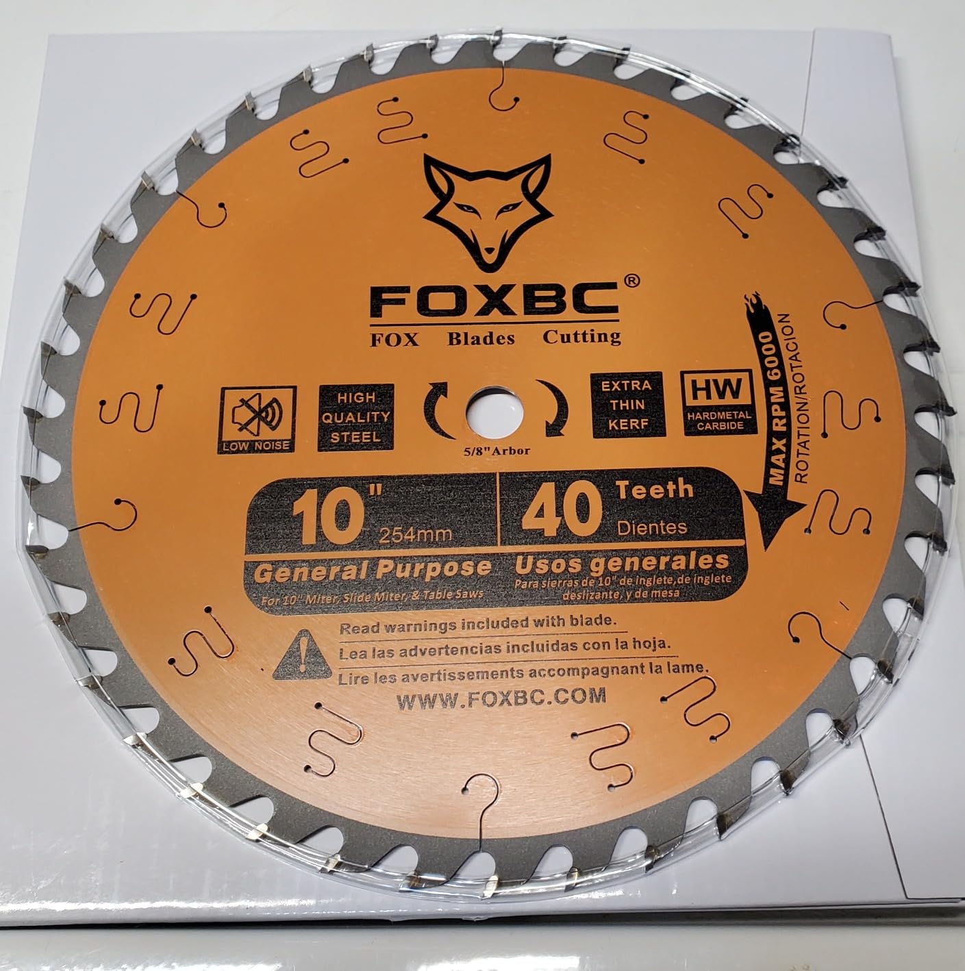FOXBC 10 Inch Ultimate General Purpose Table Saw Blade, 40-Tooth Wood ...
