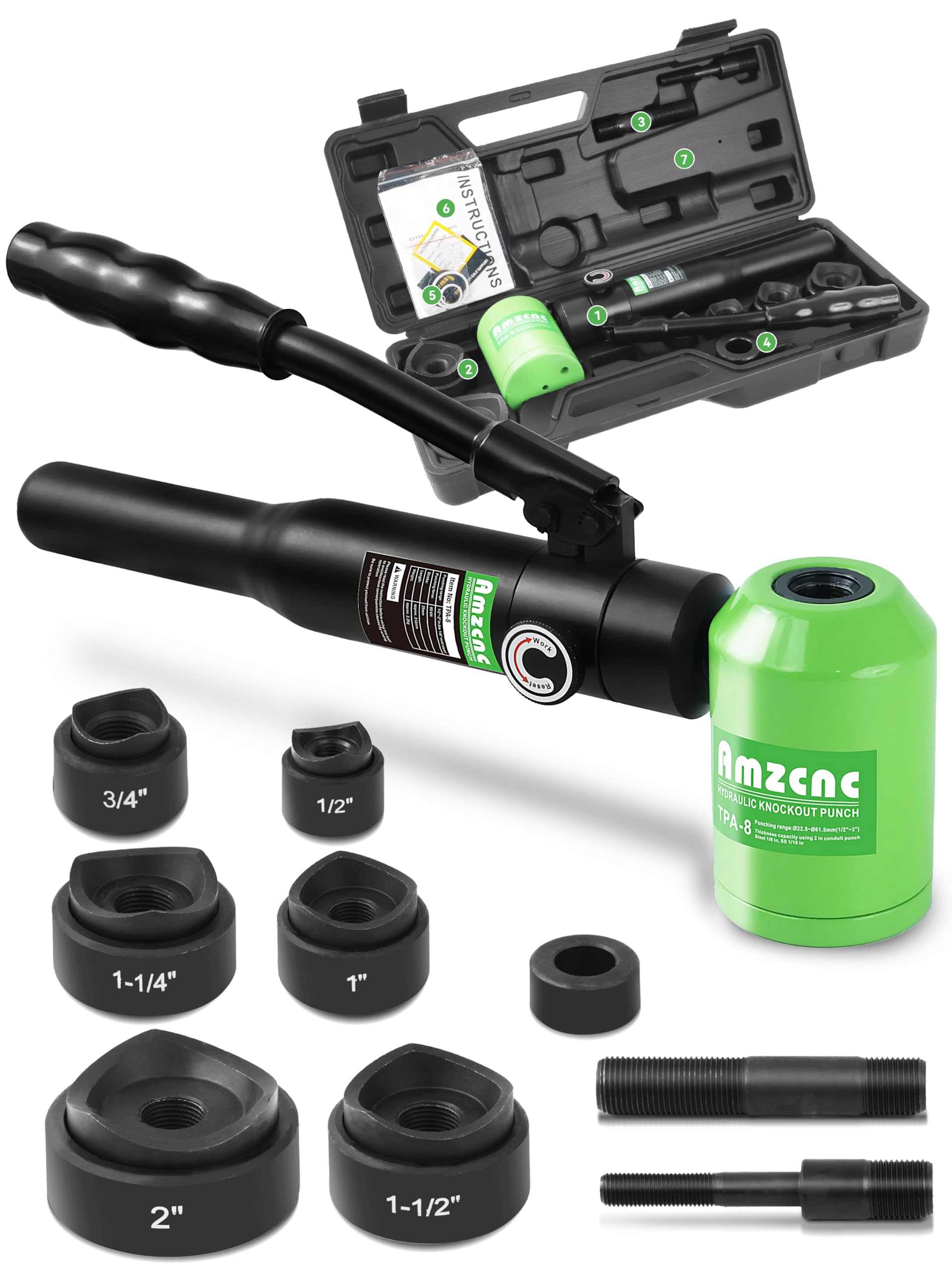 Amzcnc Hydraulic Knockout Hole Punch Driver Kit 1 2 To | Desertcart INDIA