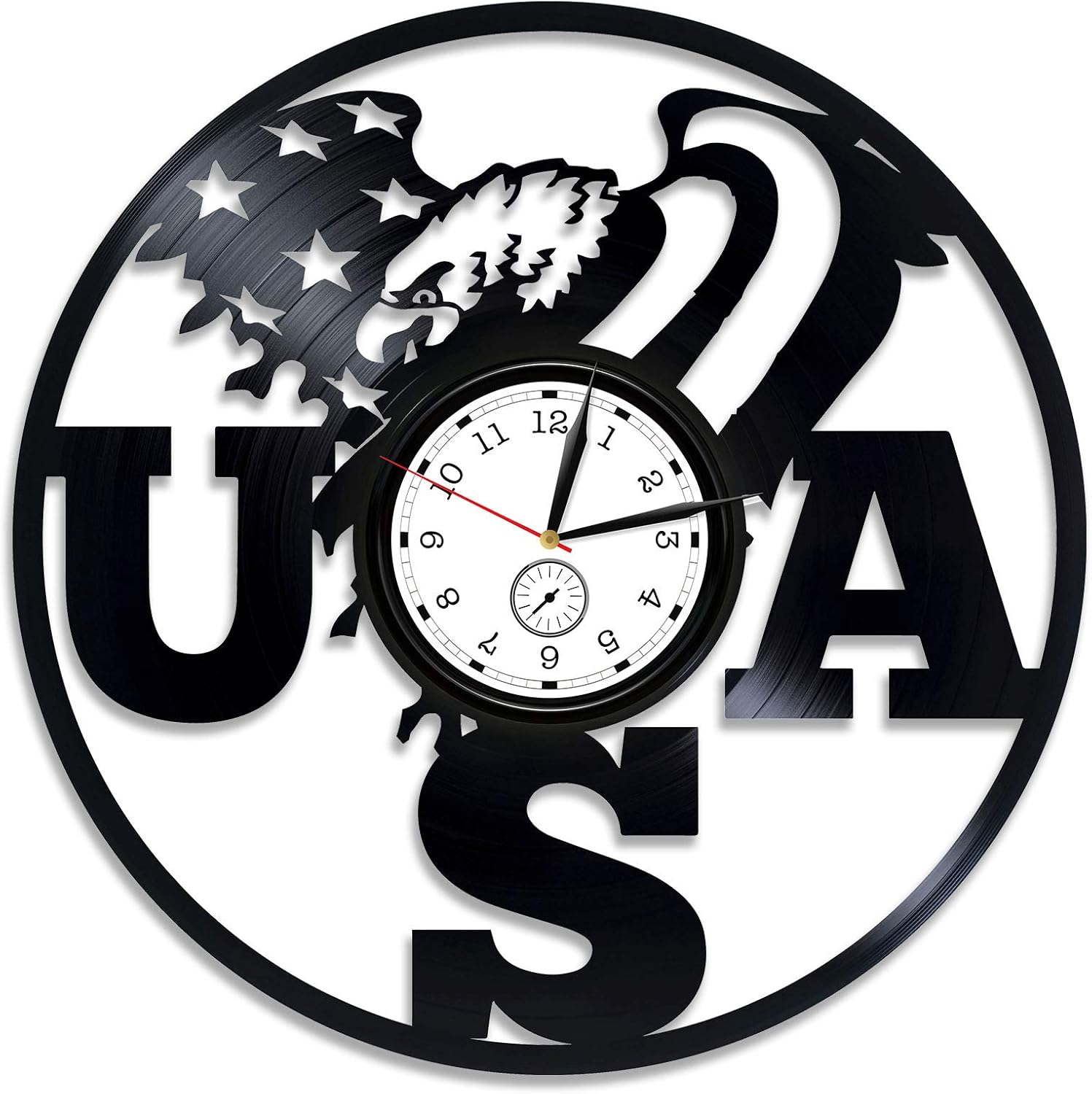 Amazon.com: Kovides American Flag Vinyl Record Wall Clock The American ...